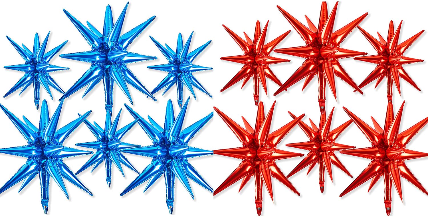 Amazon.com: PartyWoo Royal Blue Star Explosion Balloons 6 pcs and Red ...