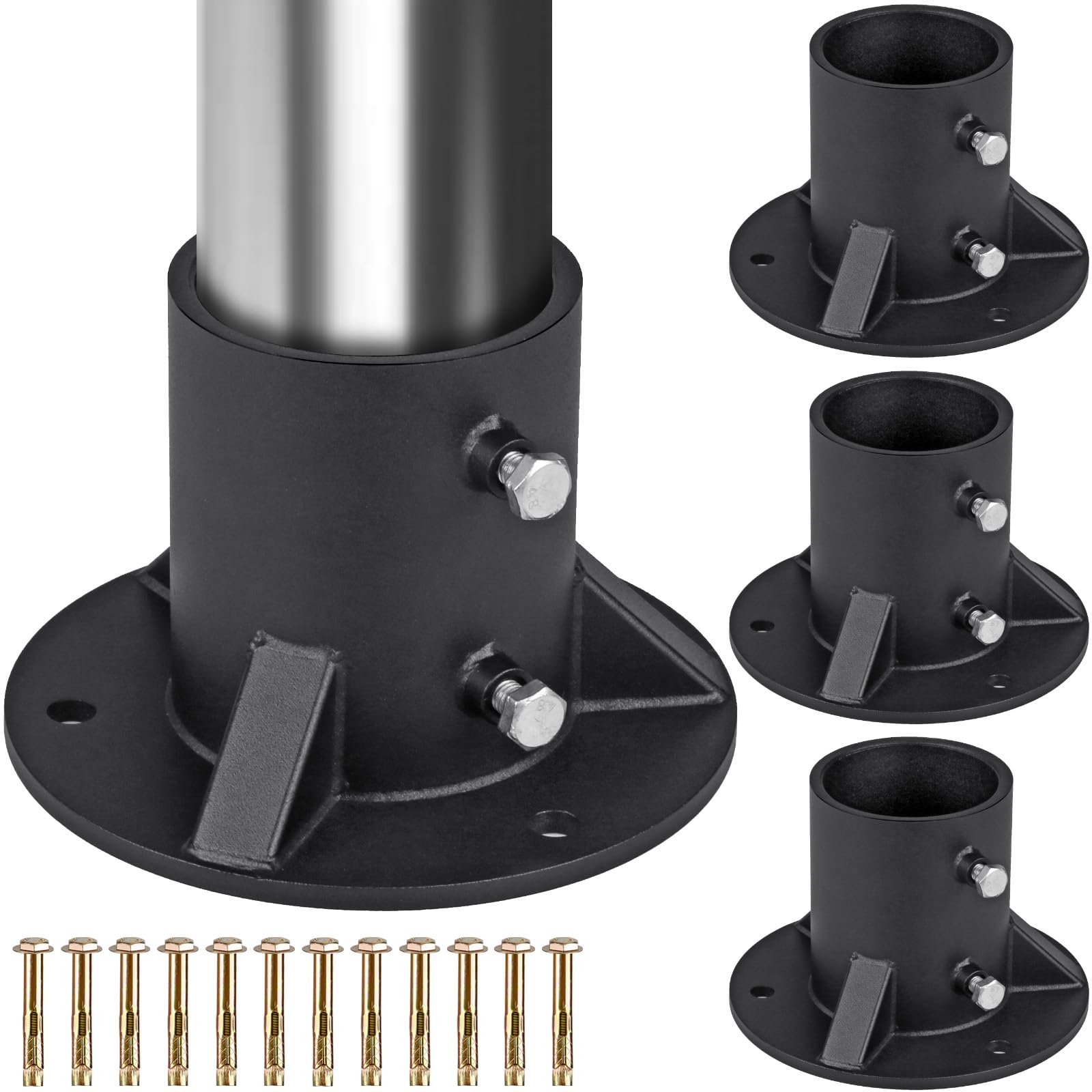 Snapklik.com : Chain Link Floor Flange 3", Heavy Duty Round Post Base ...
