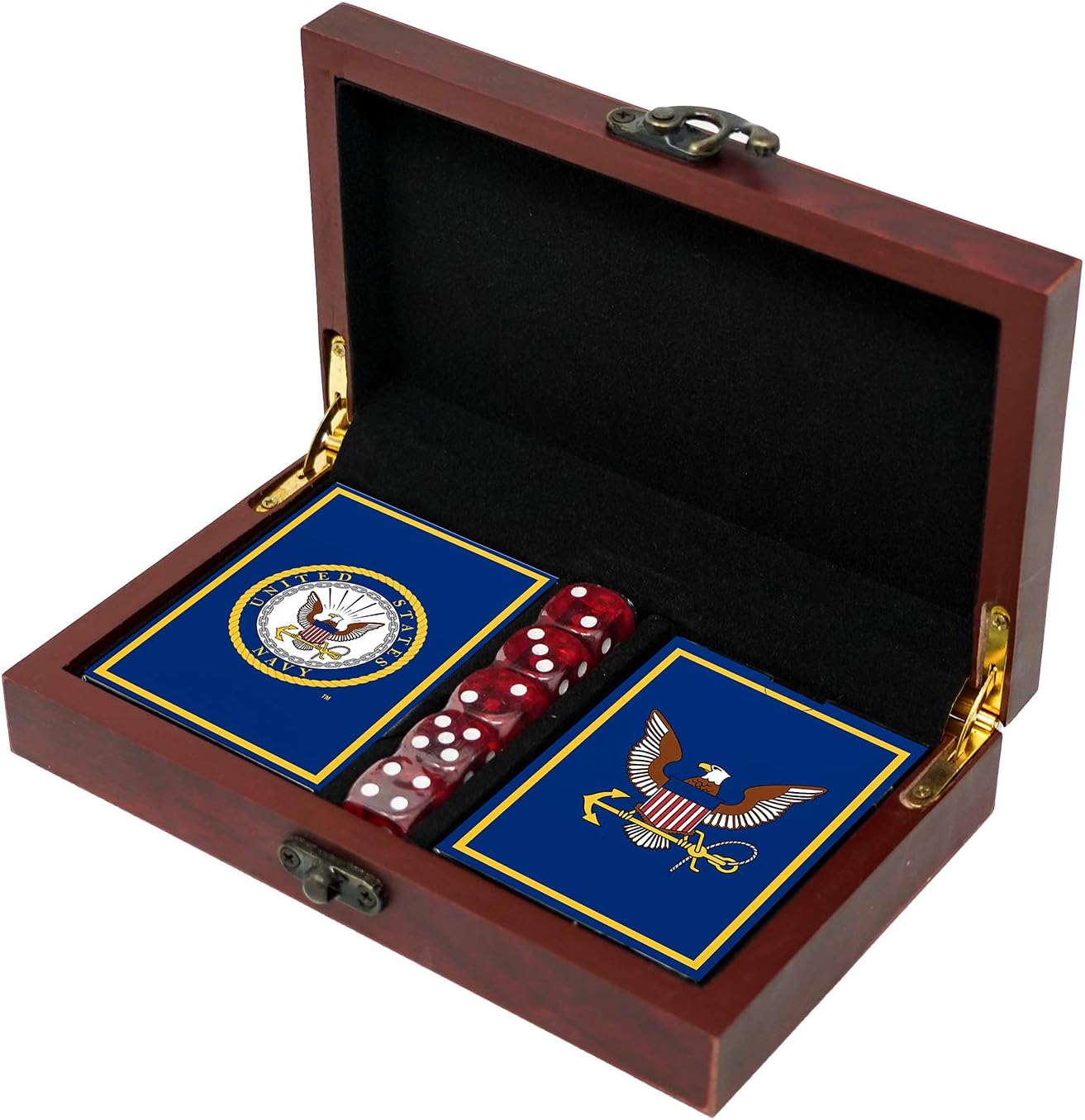 Amazon.com: USN Gift Set Playing Cards & Dice | Rank Insignia Cards ...