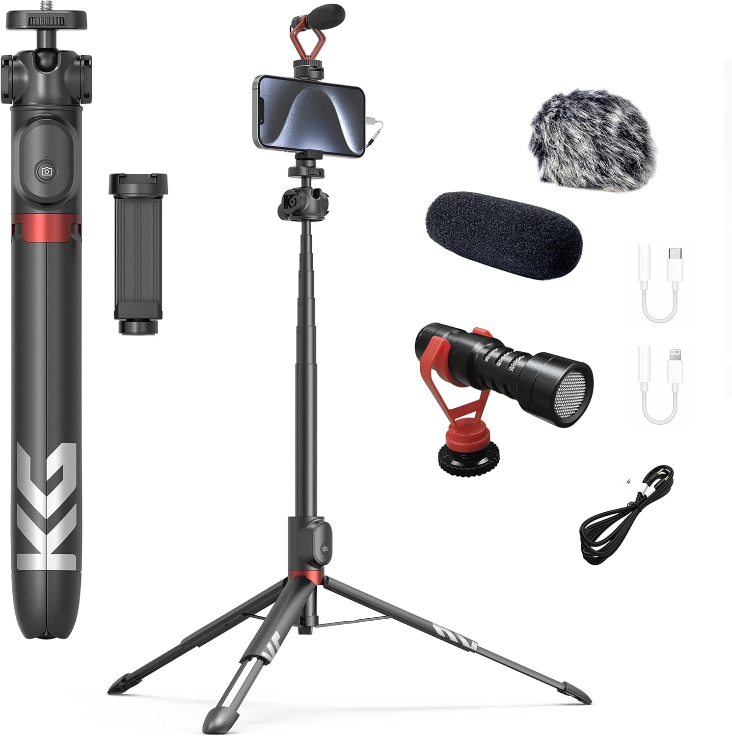Amazon.com: KraftGeek 60" Vlogging Phone Tripod Stand, Extendable ...