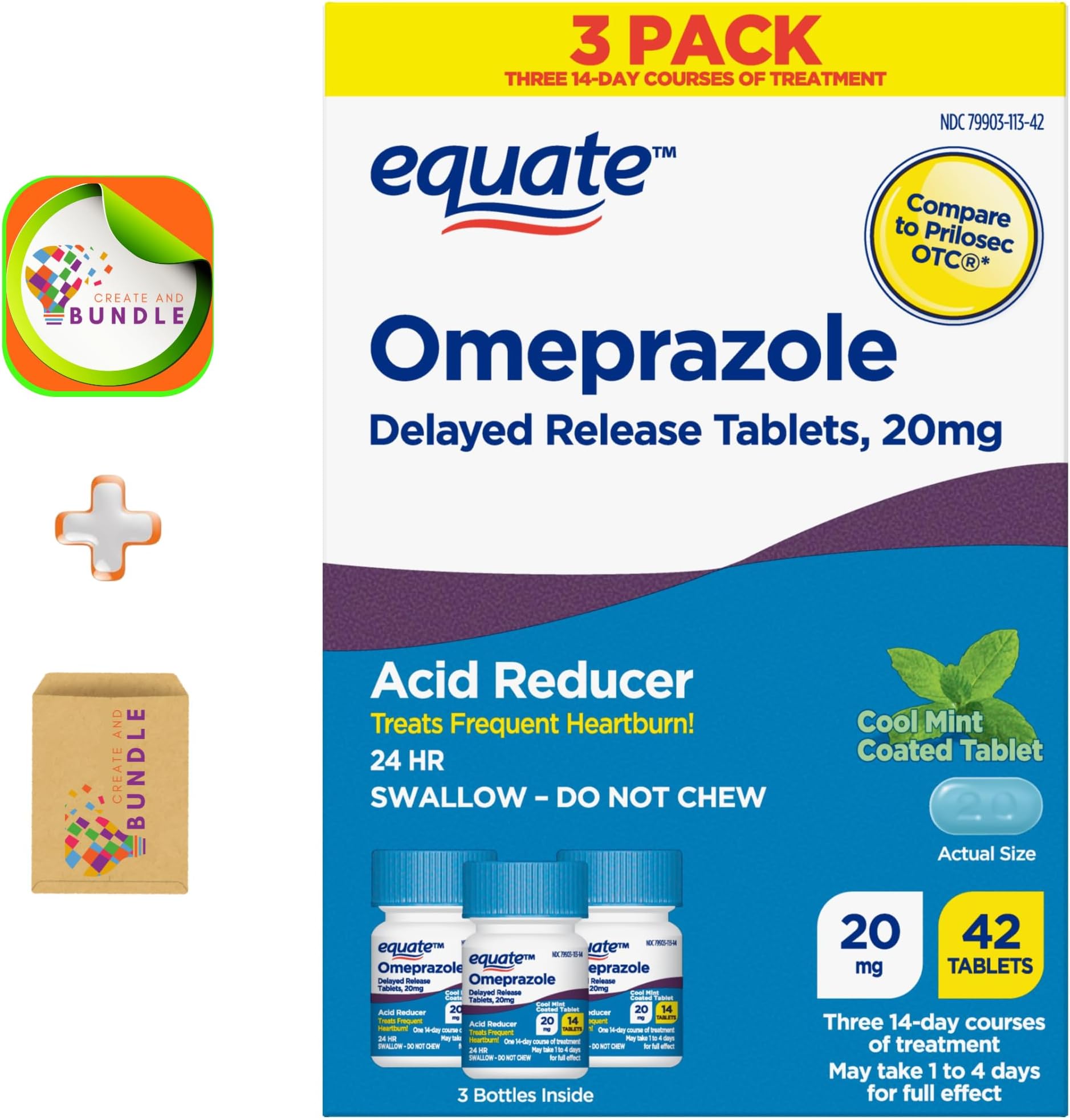 Amazon.com: Equate Omeprazole Delayed Release Coated Tablets 20 mg ...