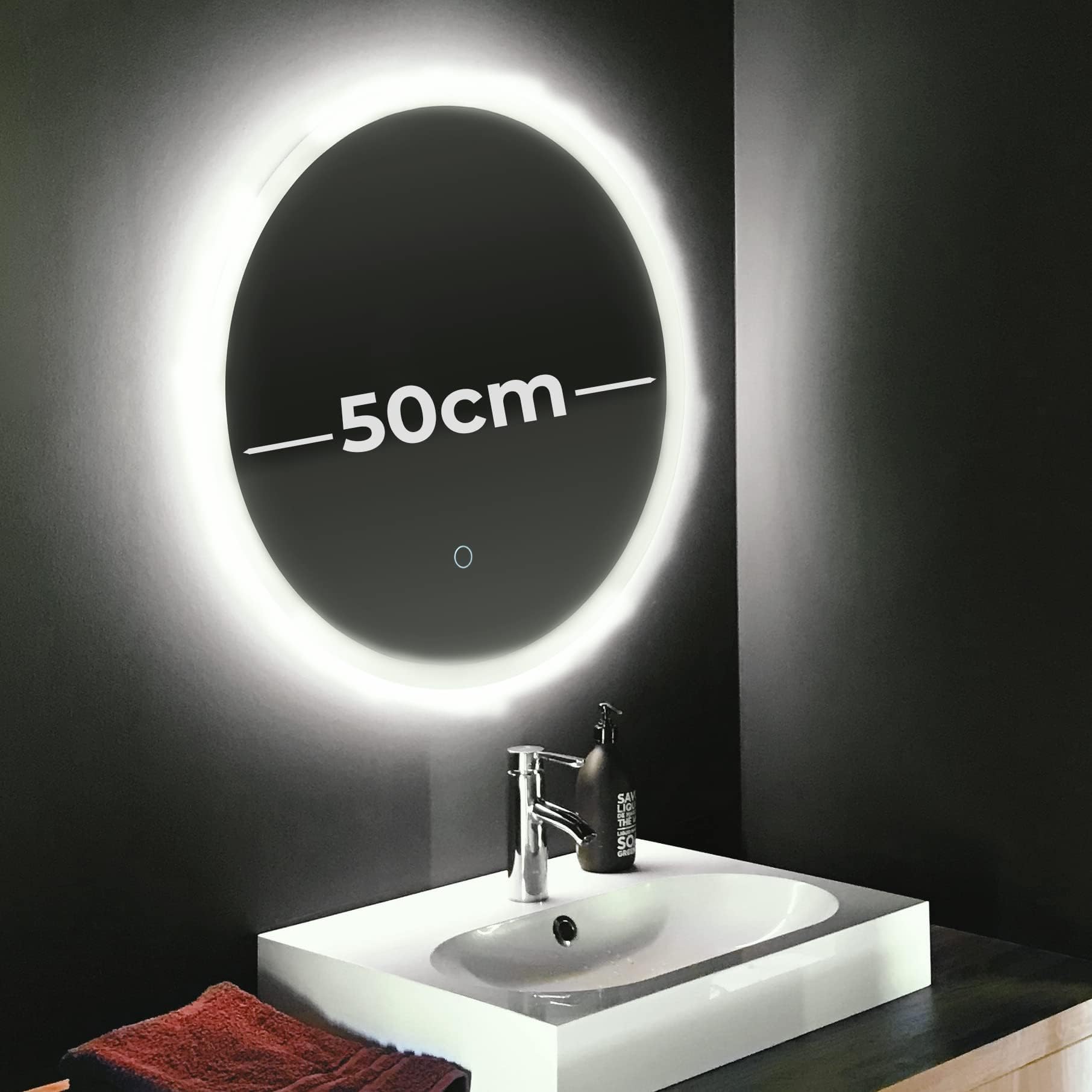 McShine - LED-Spiegel rund mit Touch-Funktion | Smart | Badspiegel mit ...