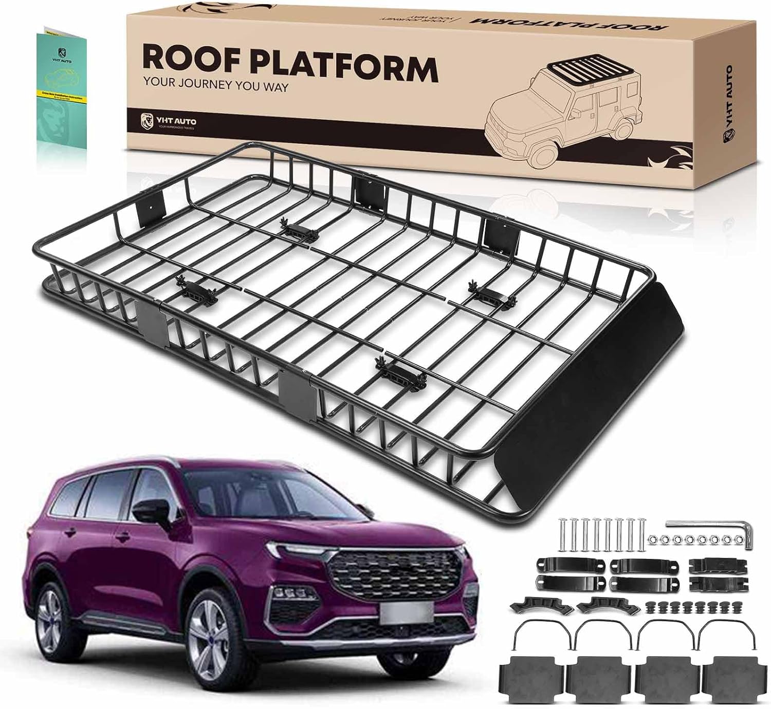 Amazon.com: YHTAUTO 64" x 39" x 4'' Universal Roof Rack Cargo Carrier ...