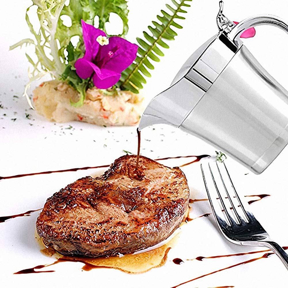 Stainless Steel Gravy Boat Double Insulated Sauce Jug with Hinged Lid ...