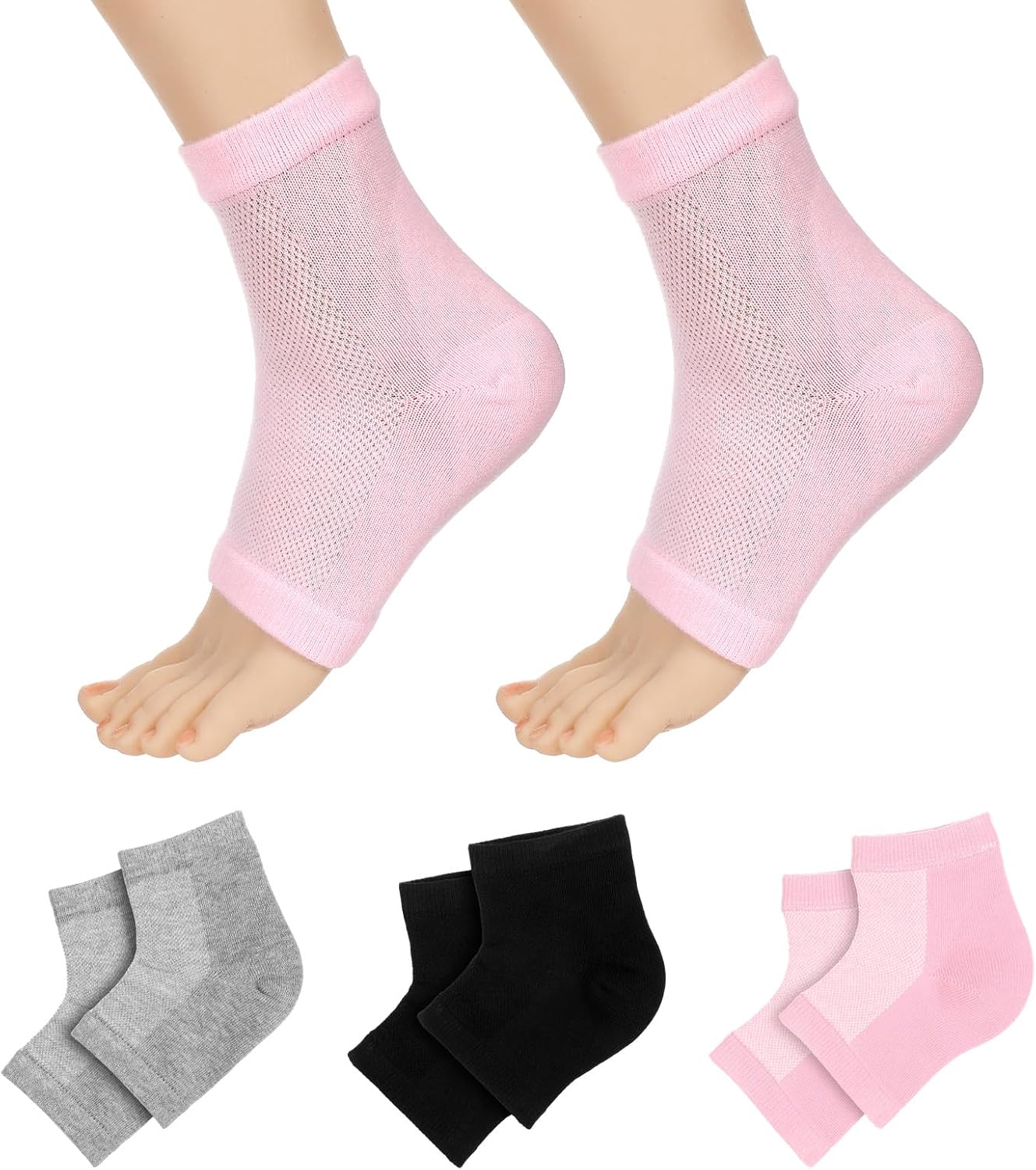 Amazon.com: 3Pcs Gel Heel Sports Sock, Moisturizing Heel Socks, Toeless ...