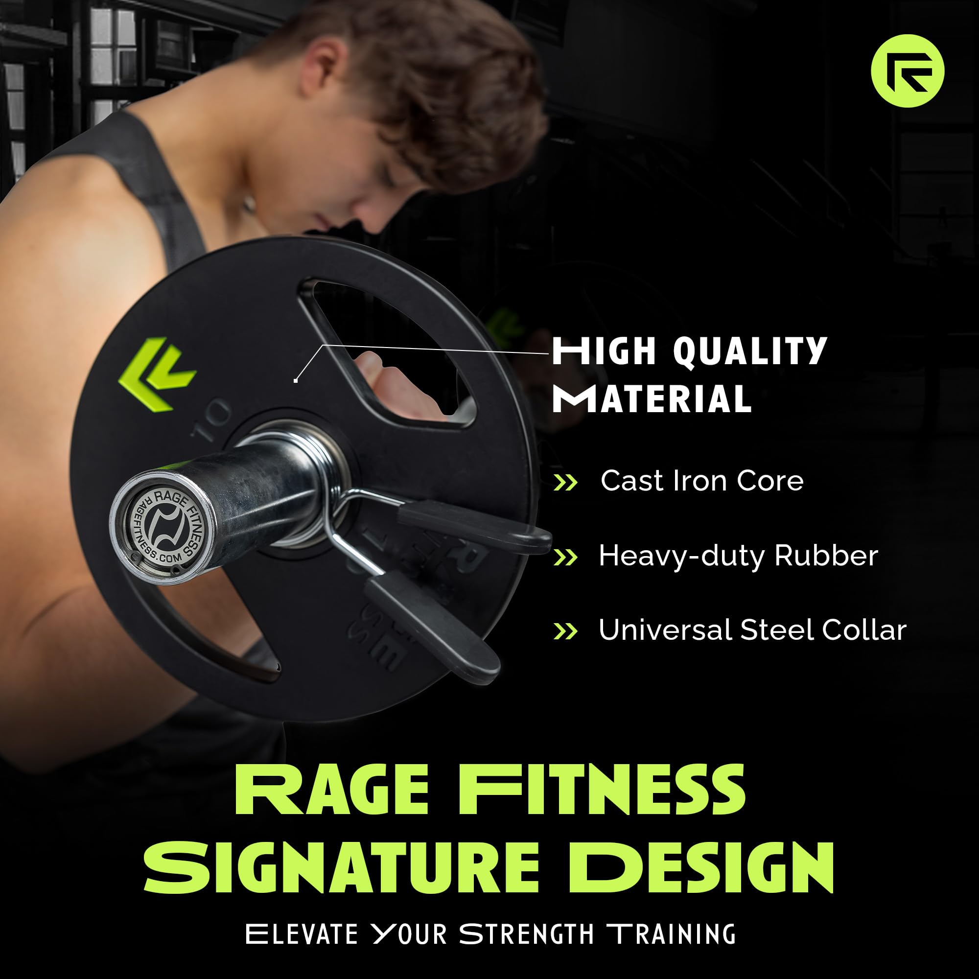 Snapklik.com : Rage Fitness Cast Iron Weight Plates, Rubber Coated, 2 ...