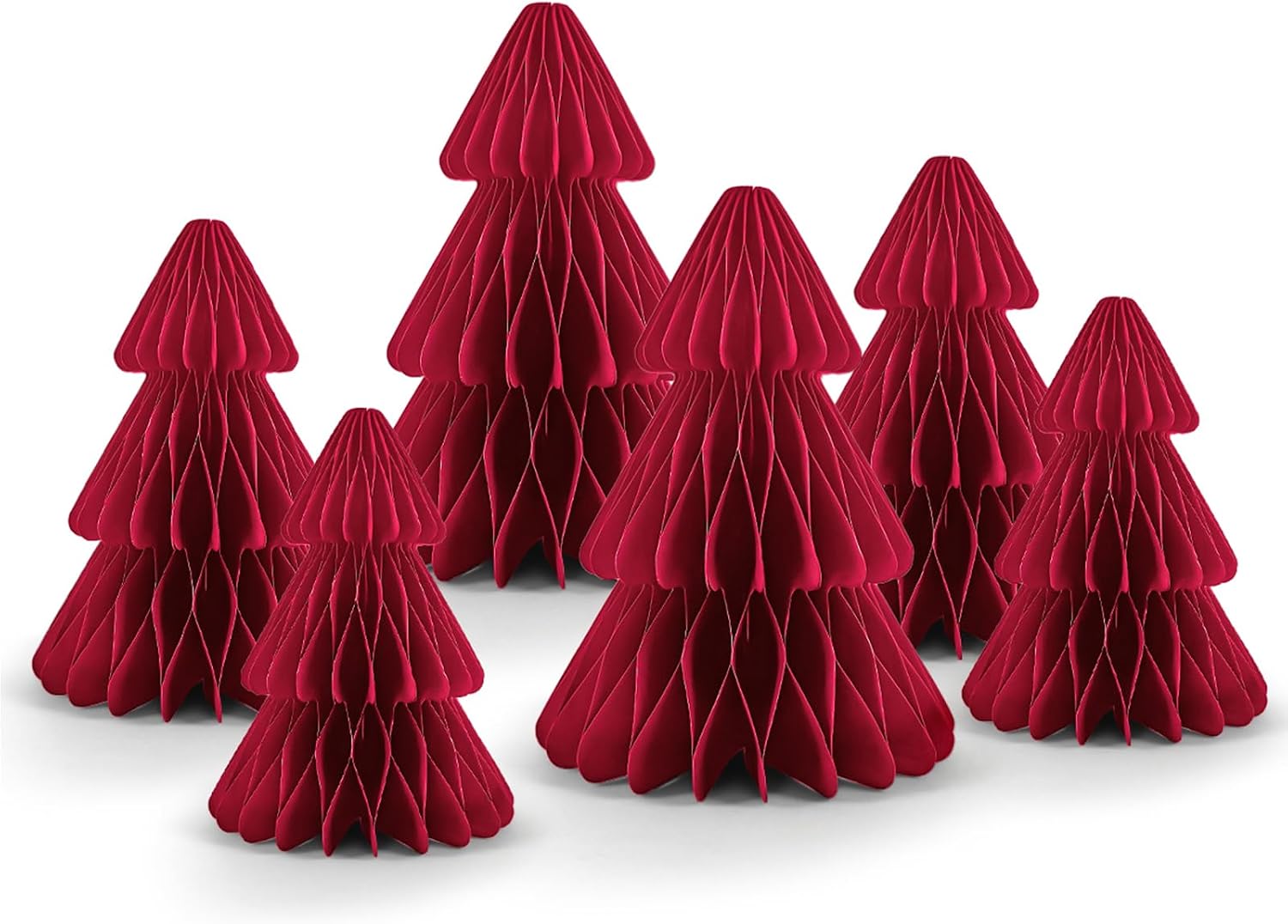 6 PCS Honeycomb Paper Christmas Tree Red 3D Honeycomb Trees Table ...