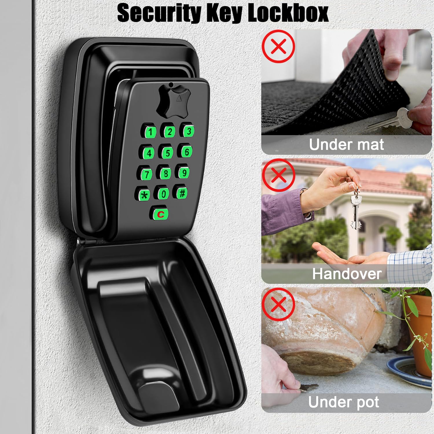 Key Safe Wall Mounted,Extra Large Key Lock Box Outdoor Waterproof with ...