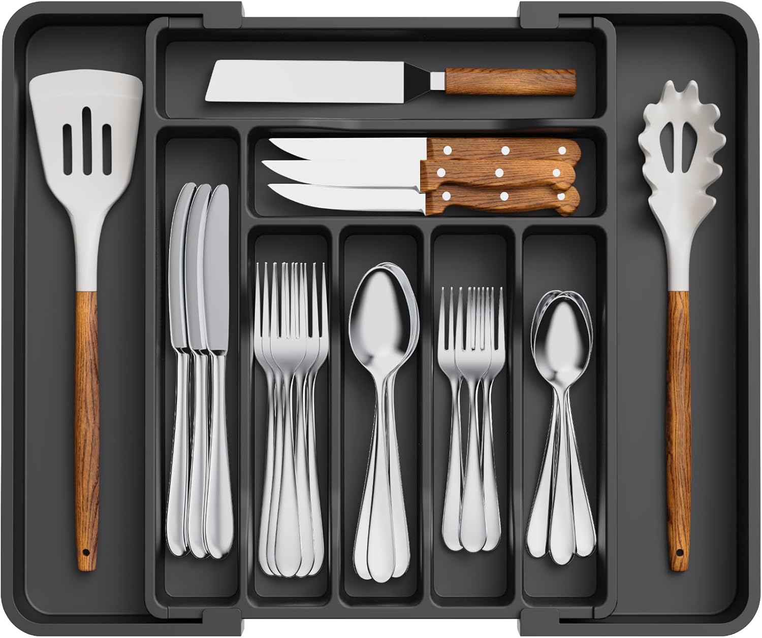 Lifewit Cutlery Drawer Organiser, Expandable Cutlery Tray for Kitchen ...