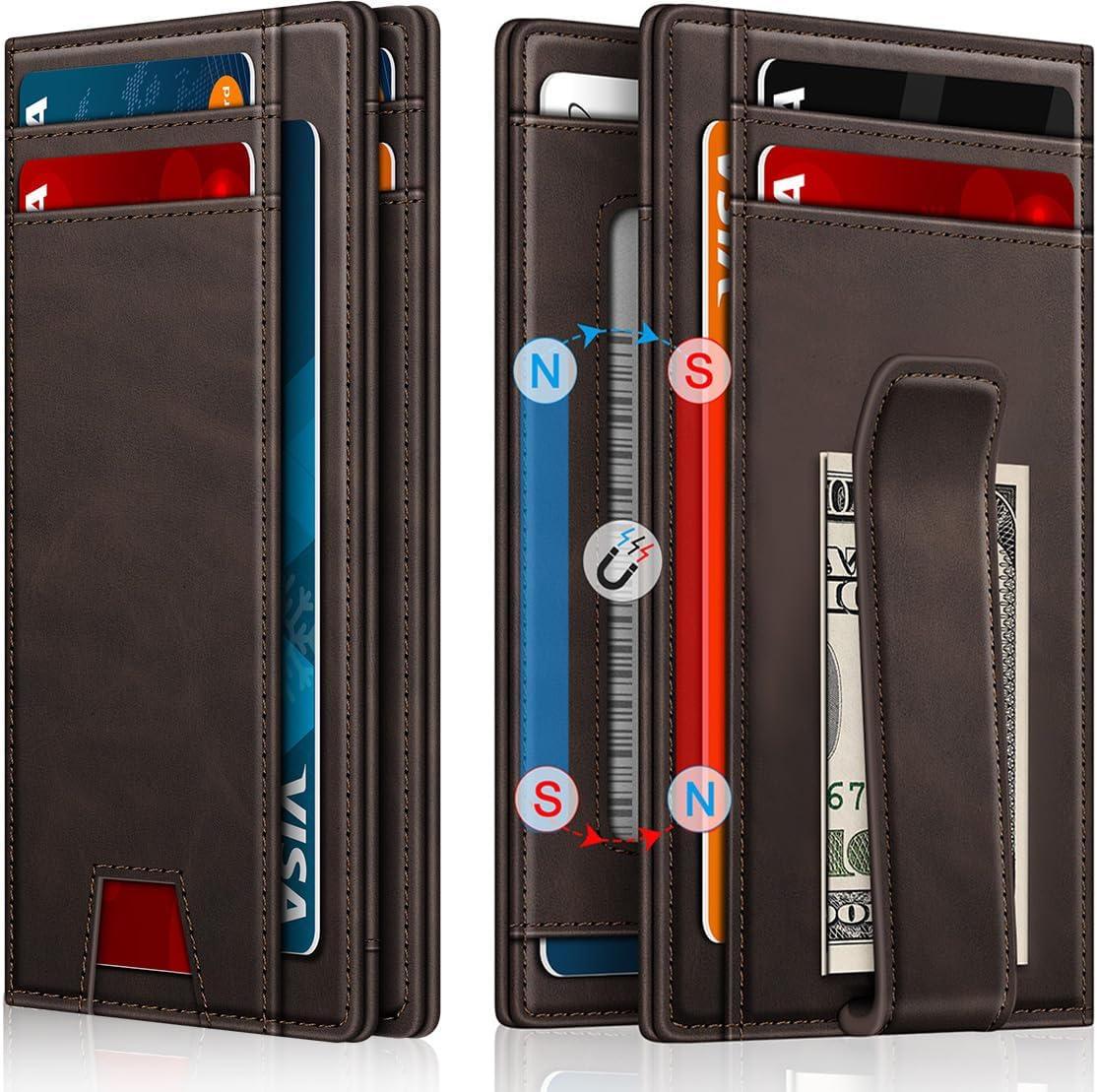 Amazon.com: Gtwup Wallet for Men 14-16 Cards, Men's Leather Wallet ...