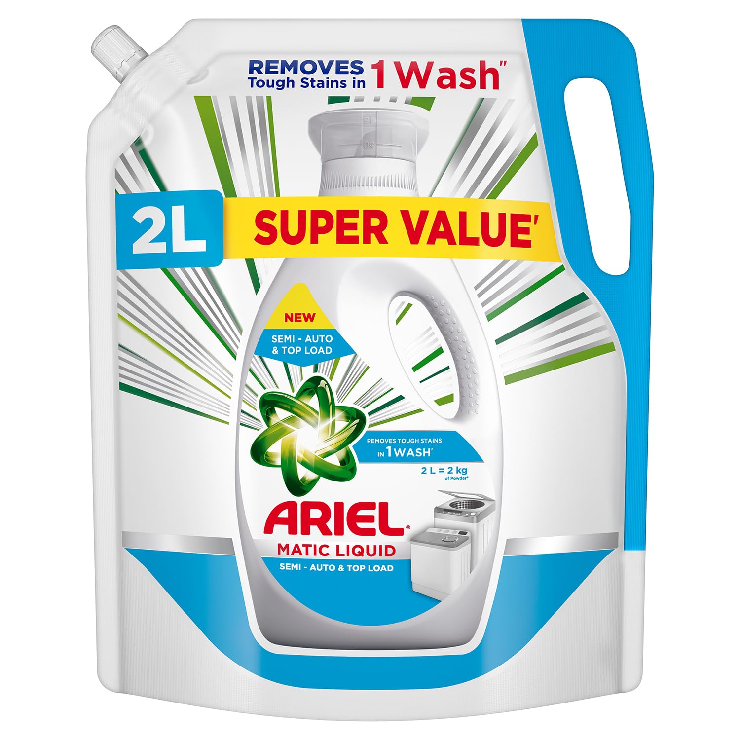 Ariel Matic Liquid Detergent Semi-Automatic & Top Load Refill Pouch, 2 ...