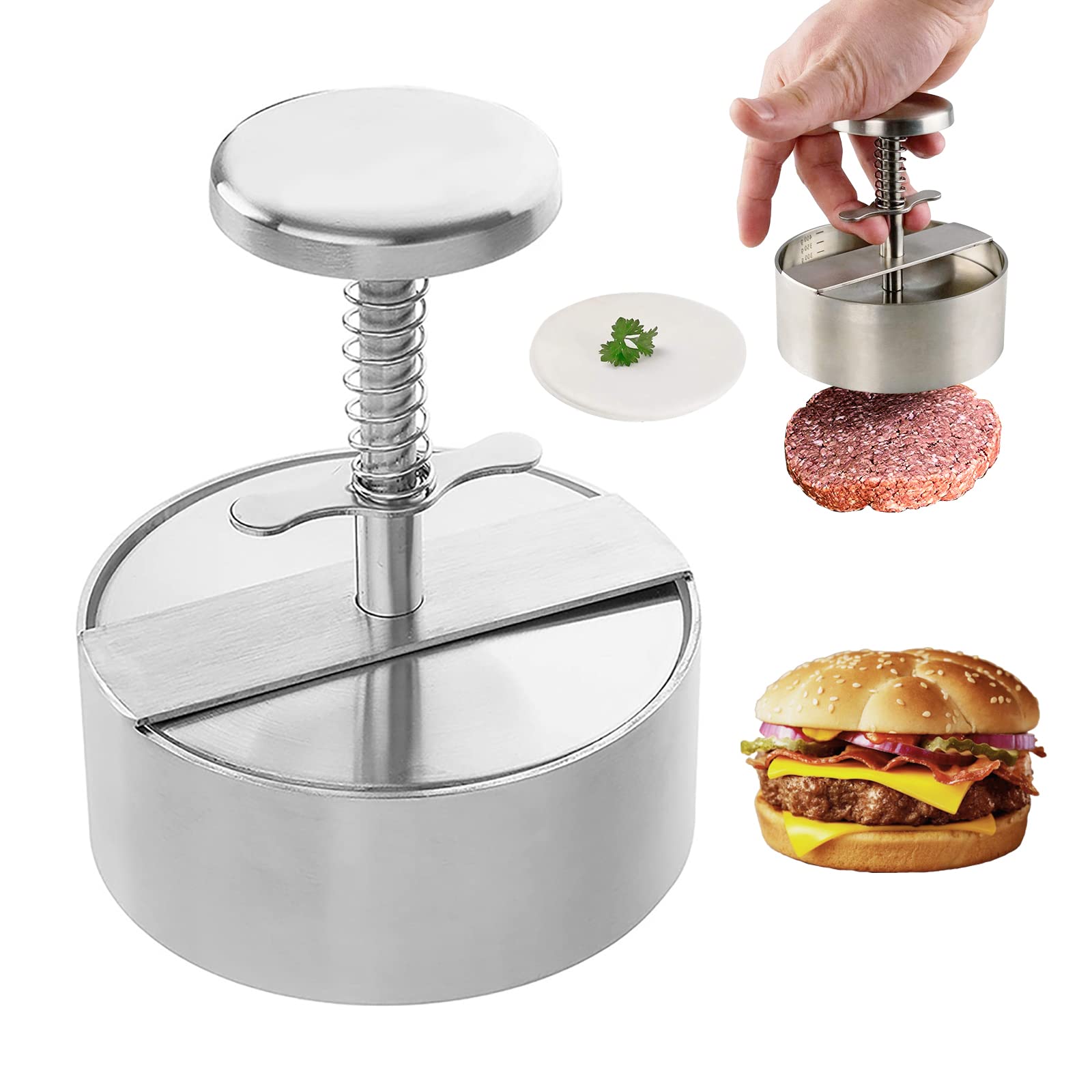 Amazon.com: yizocok Burger Press with 100 Free Patty Papers, Stainless ...