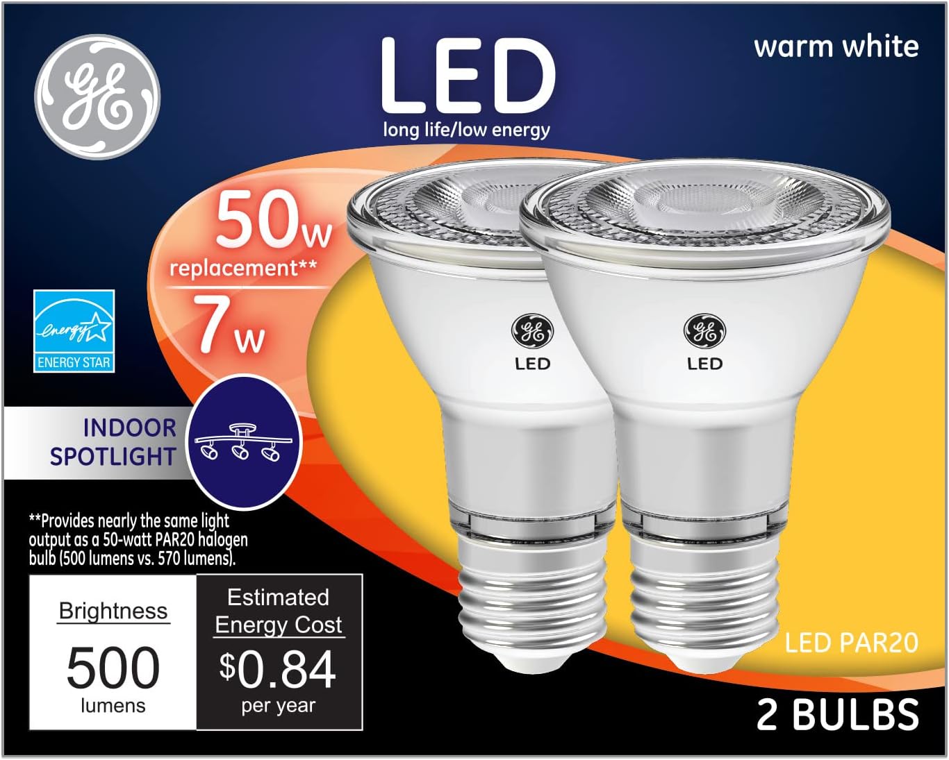 GE Lighting 93116055 LED Directional Light Bulb, R20, Warm White, Clear ...