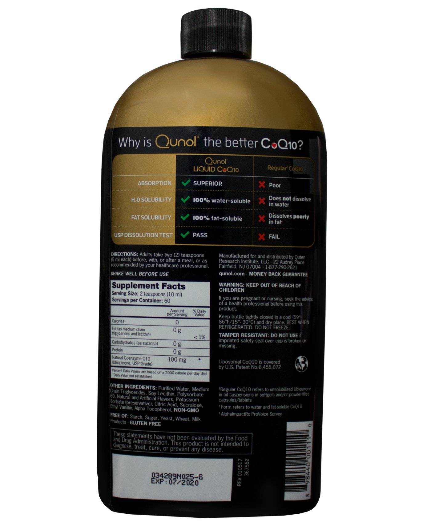 Qunol Liquid CoQ10 100mg, Superior Absorption Natural Supplement Form ...