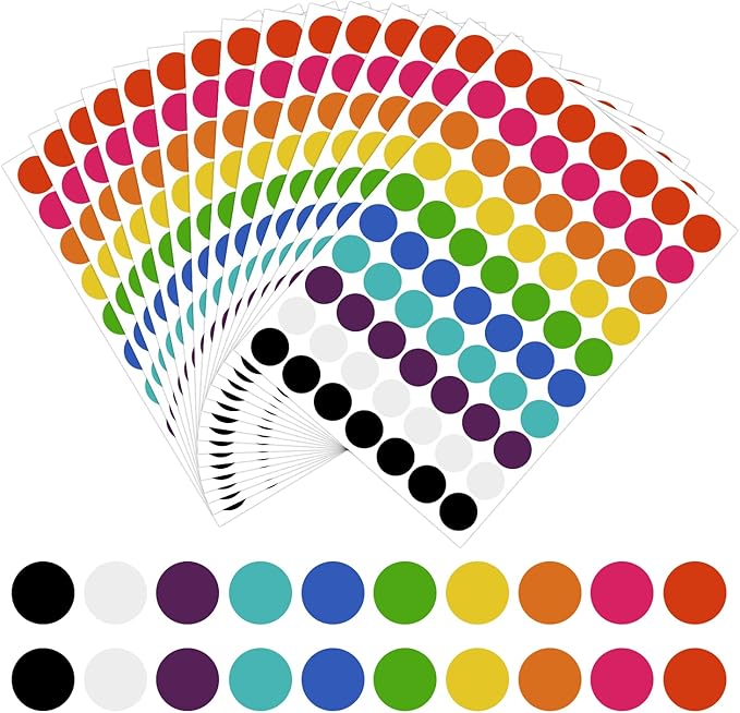 Amazon.com : 1050pcs Color Coding Stickers, 30mm/1.2inch Round Colored ...