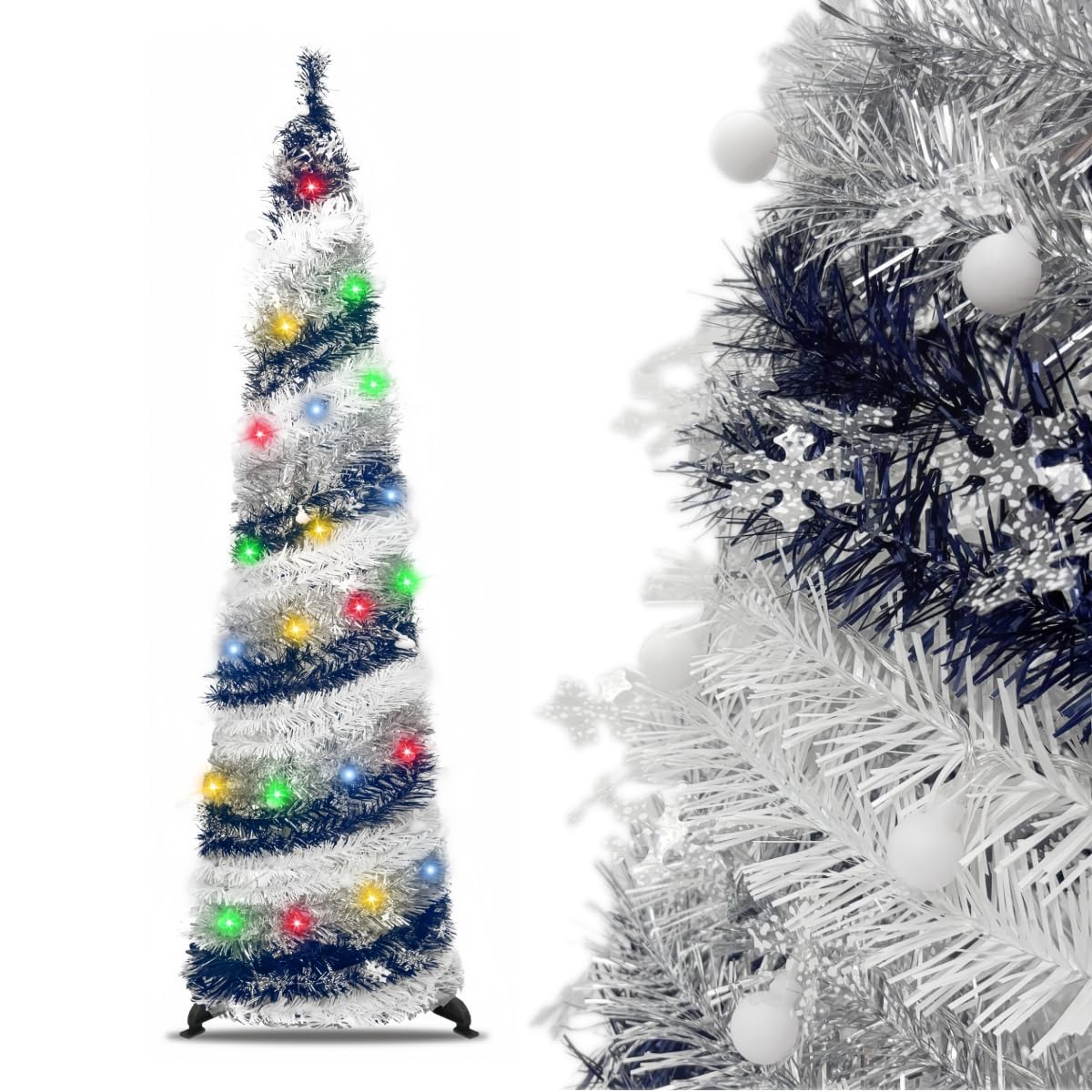 Amazon.com: 5FT Pop Up Christmas Tree with 5m Multi-Color 50 LED String ...