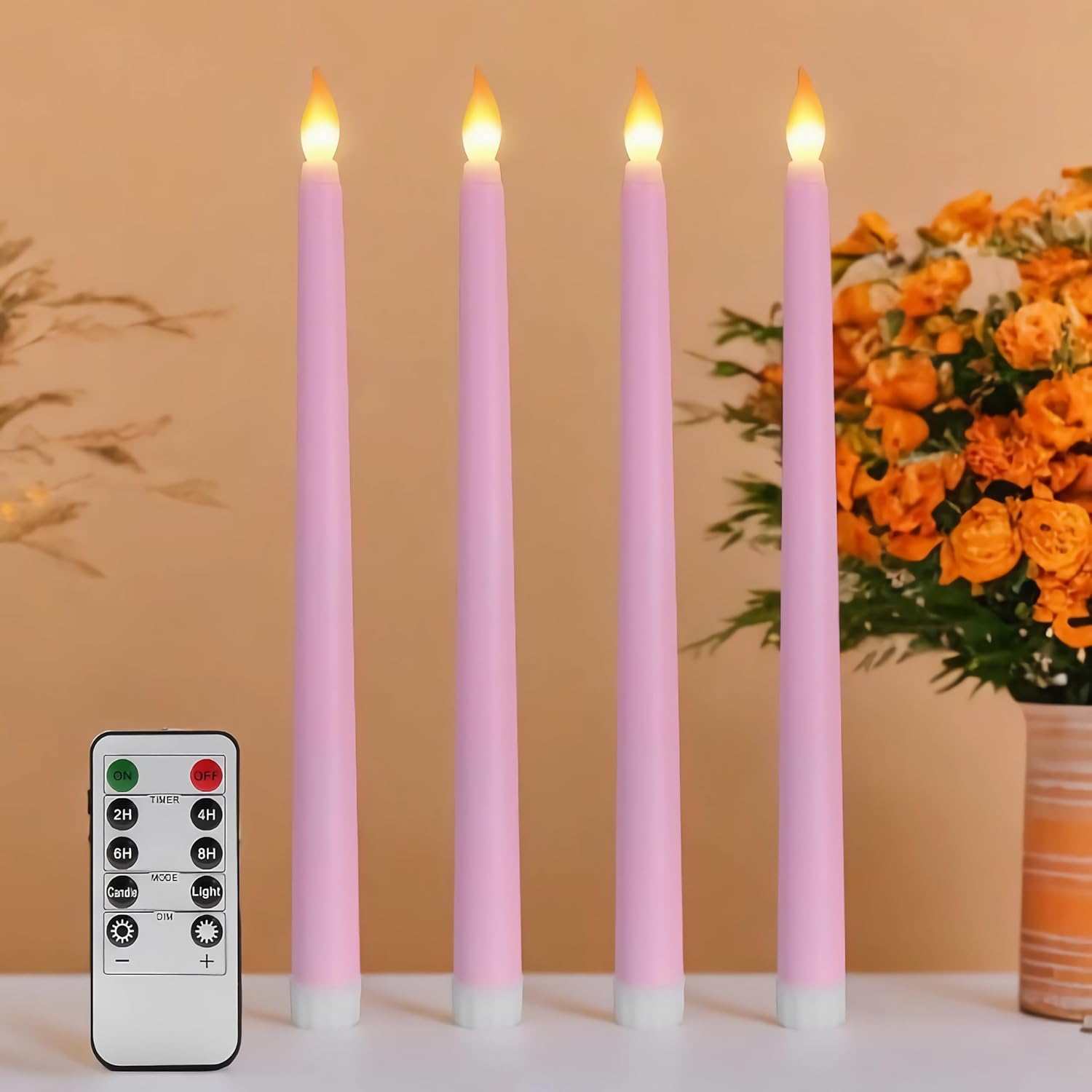 Amazon.com: Ni-JASW Pink Flameless Taper Candles with Remote ...