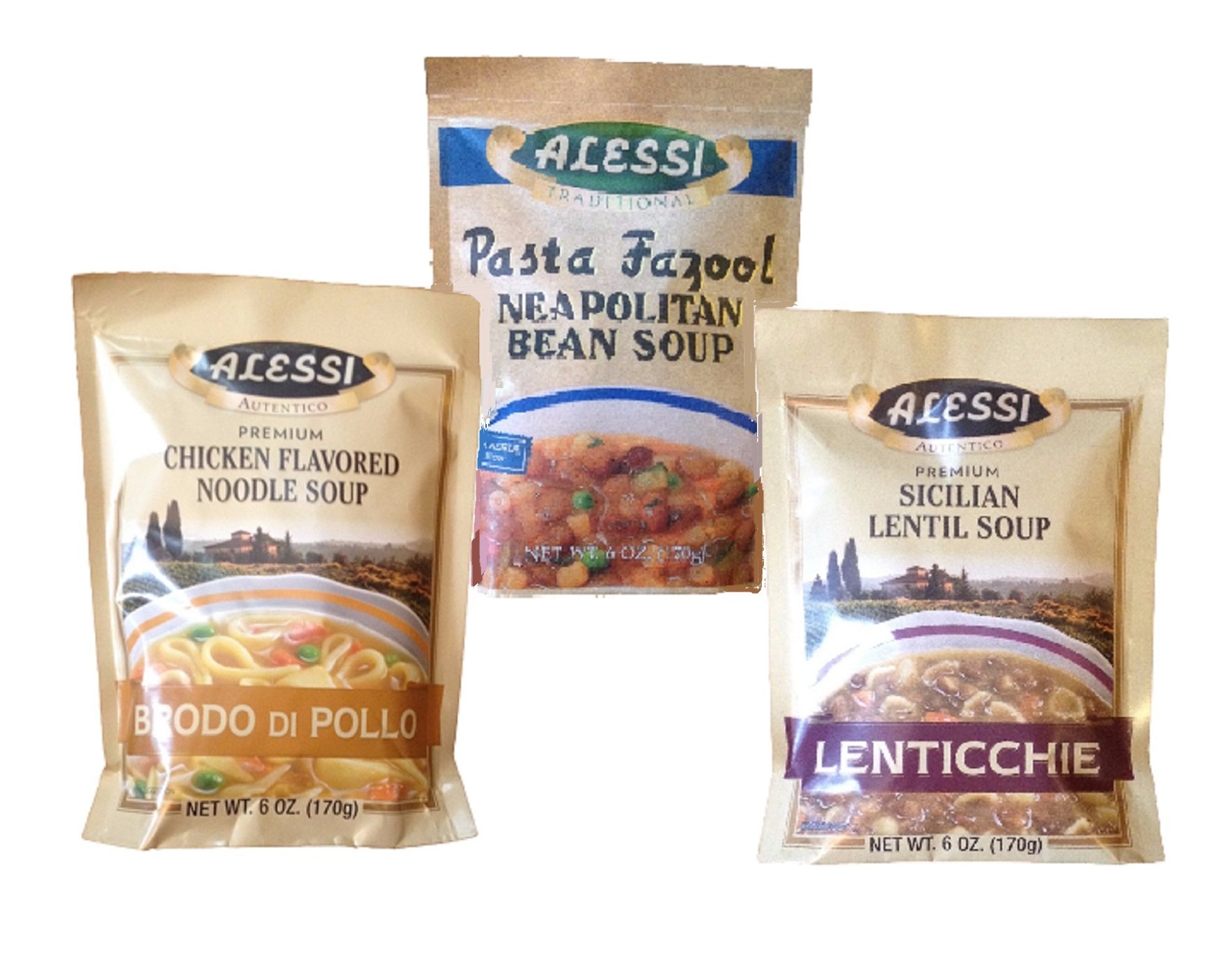 Buy Alessi Soup Mix Sampler of 3 packs: Premium Chicken Flavored Noodle ...