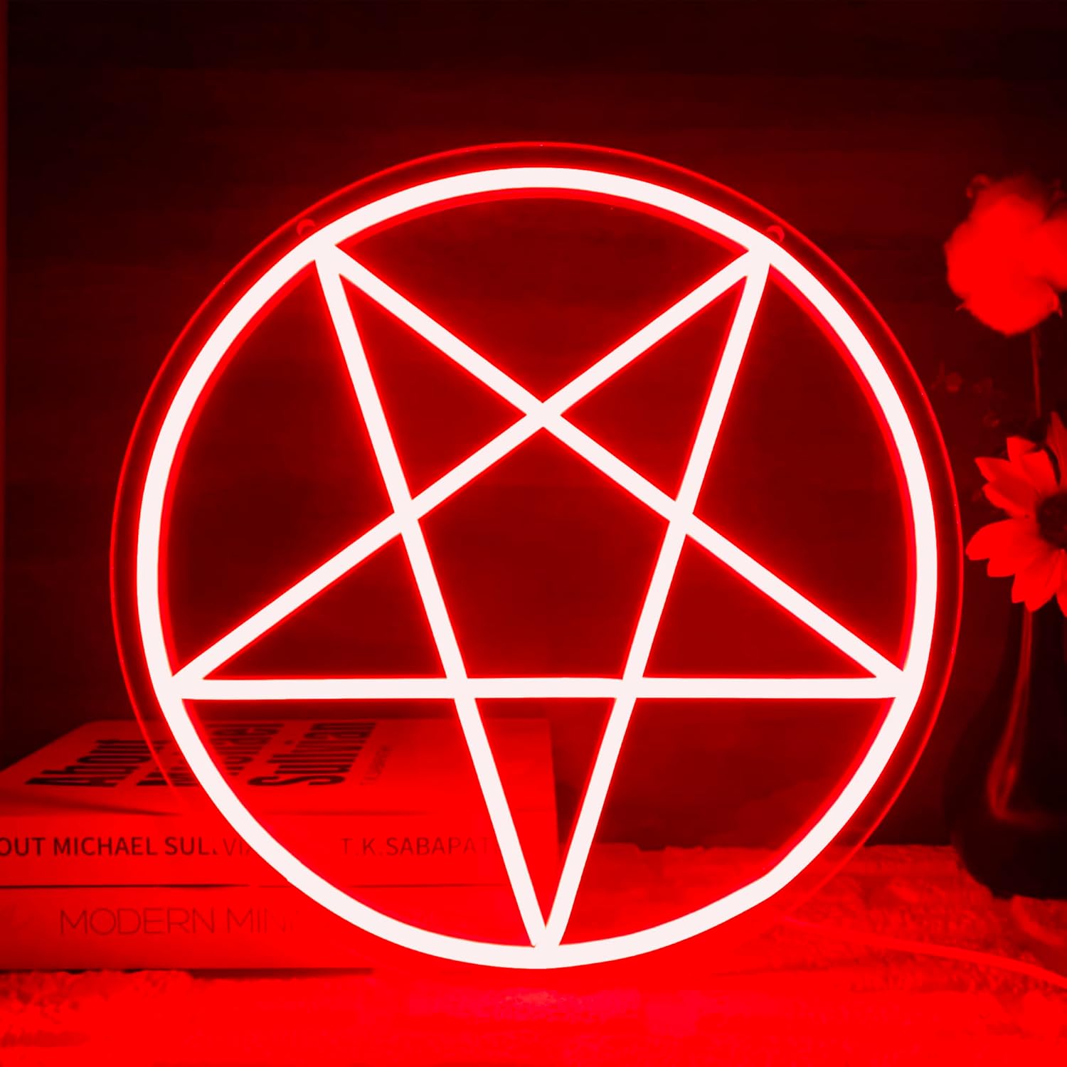 Allball Satanic Pentagram Neon Sign, Dimmable LED Gothic Pentagram Neon ...