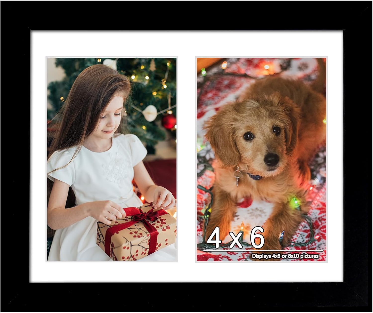 Amazon.com - 8x10 Double Picture Frame White Mat For Displaying Two 4x6 ...