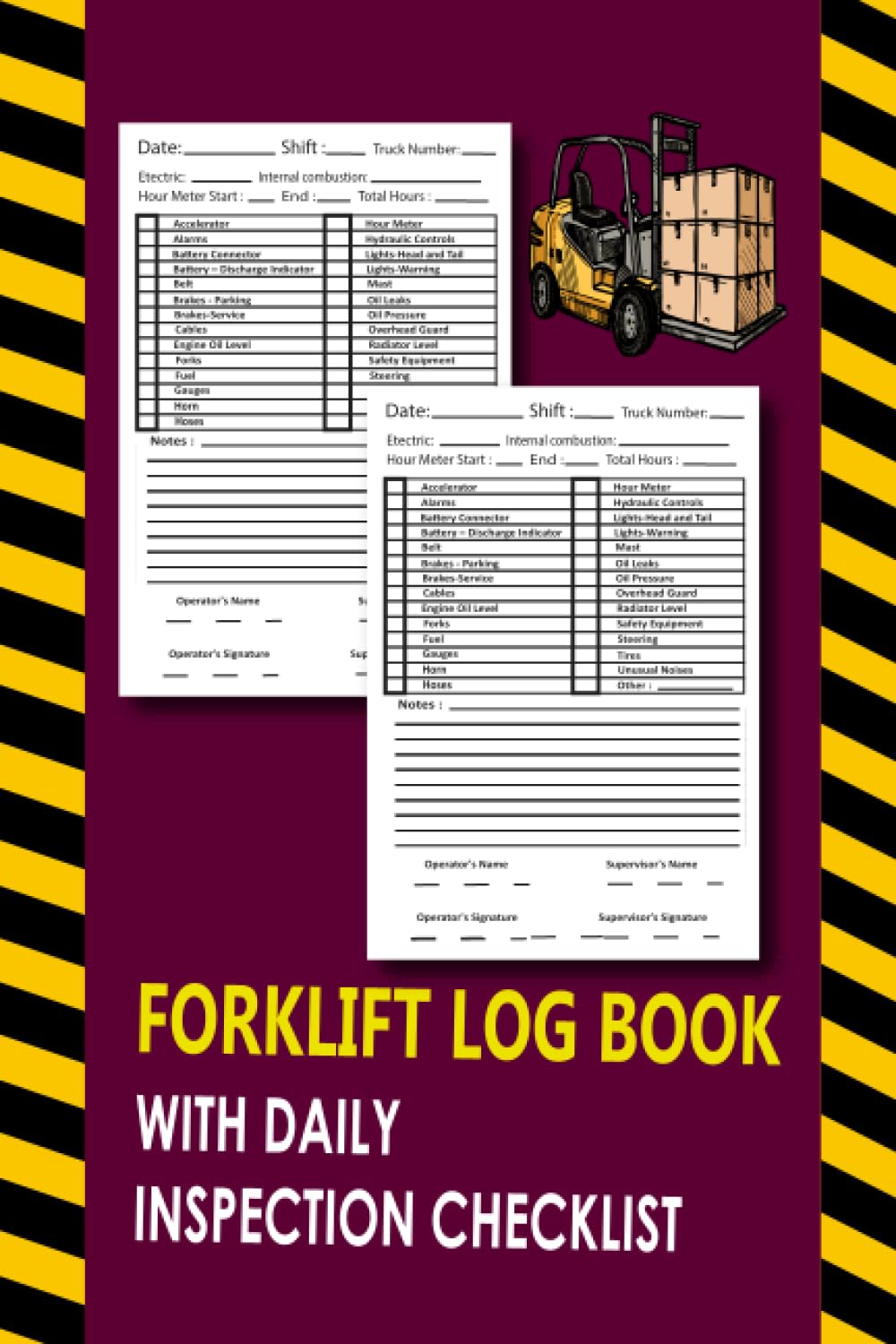 Forklift Log Book with Daily Inspection Checklist: Forklift Operator ...