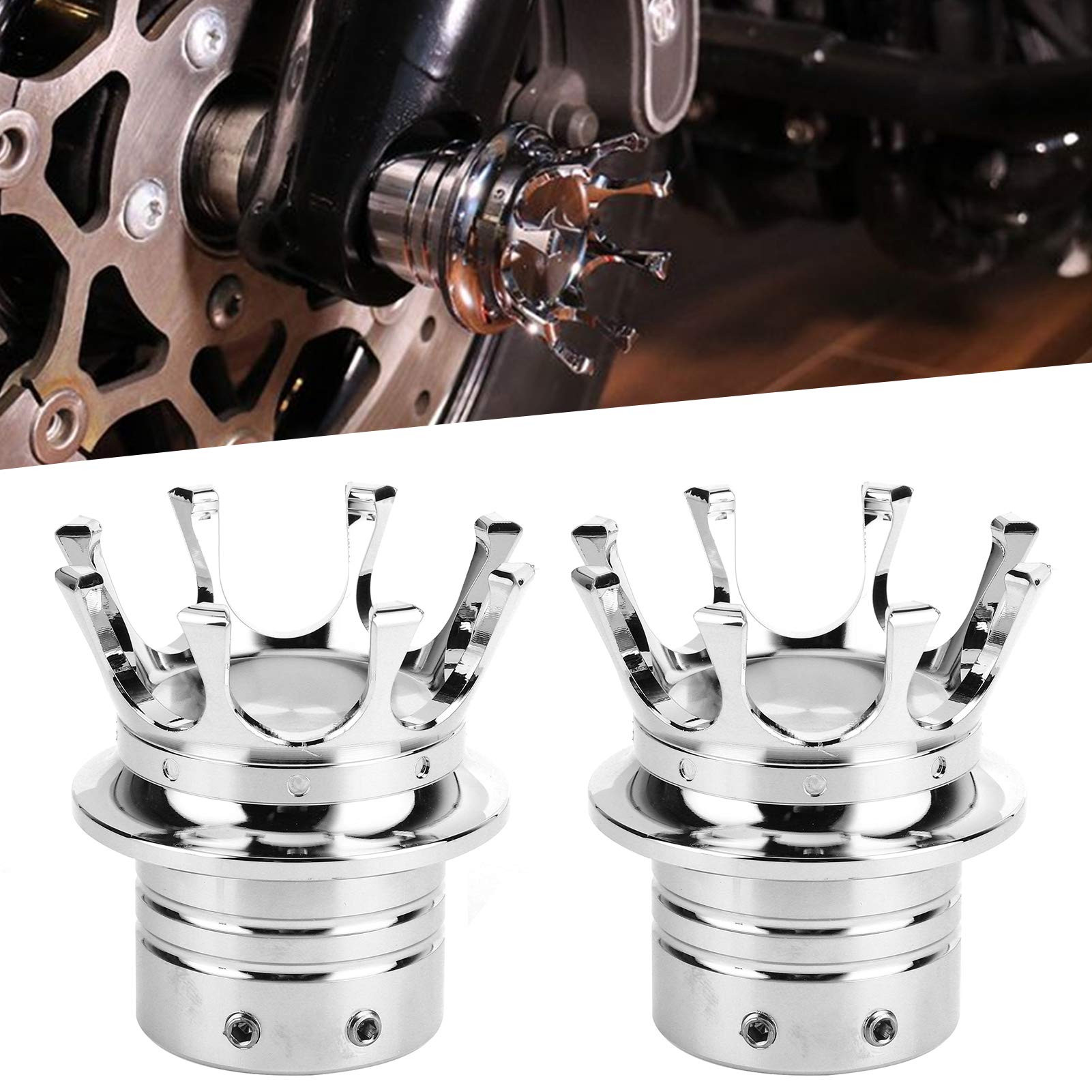 Axle Nut CNC Aluminum Covers For Harley Sportster - Silver Crown Style ...