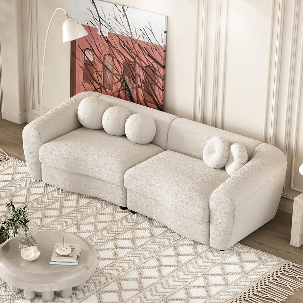 Amazon.com: P PURLOVE 87.7" Modern Sectional Sofa, Soft Comfy Teddy ...