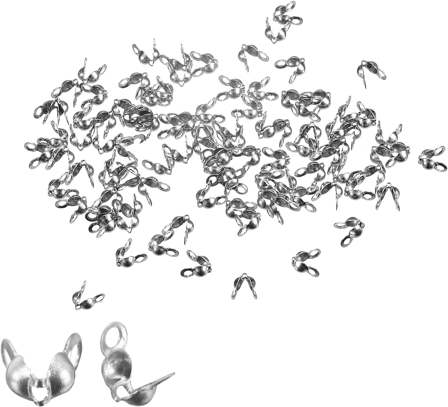 Amazon.com: uxcell 200Pcs Open Bead Tips Knot Covers, 1mm Metal ...