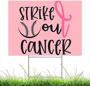 Amazon.com : Strike Out Cancer Decorative Signage Outdoor Decor Lawn ...