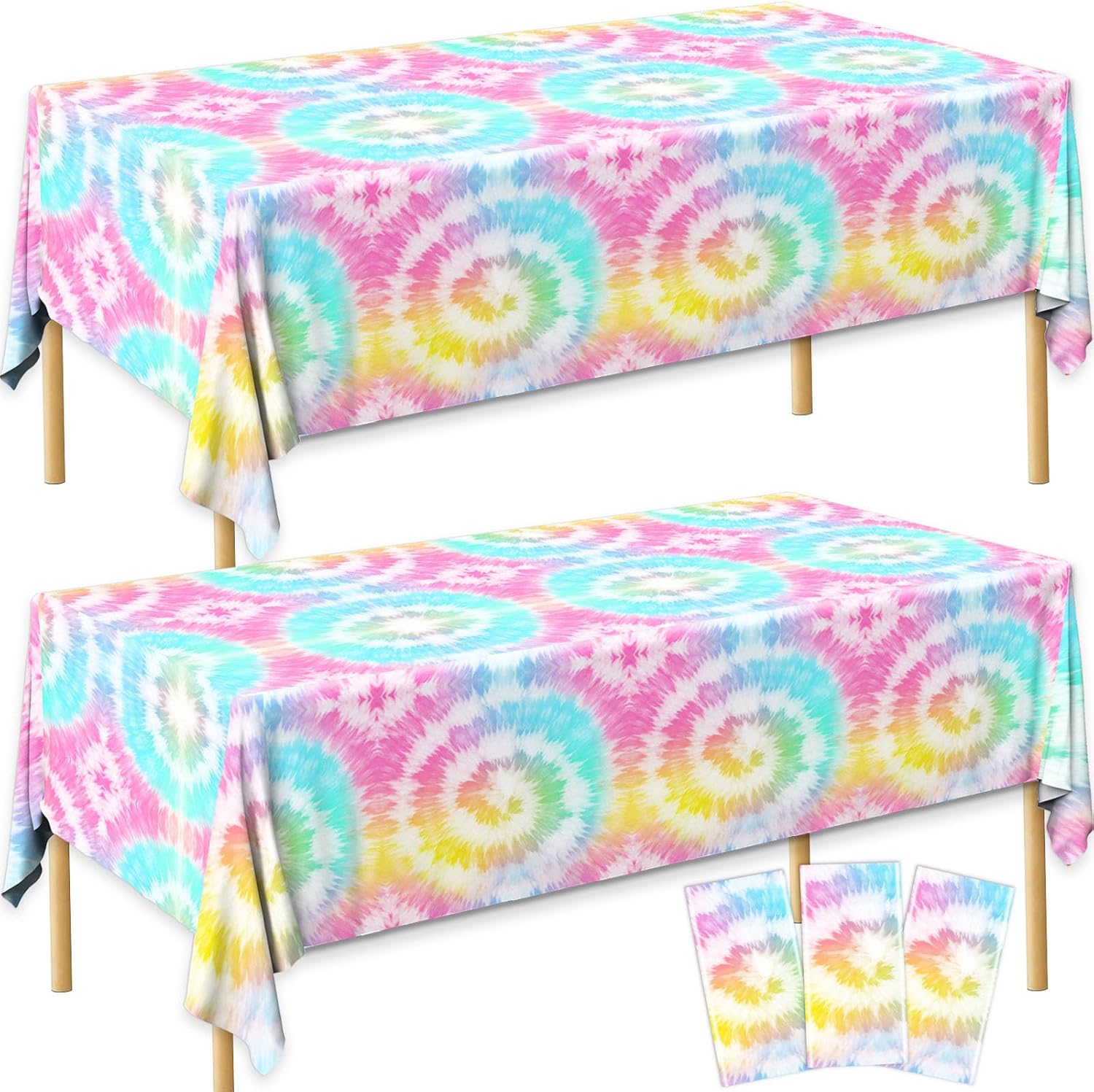 Amazon.com: Tie Dye Tablecloth, 3Pcs Tie Dye Birthday Party Decorations ...