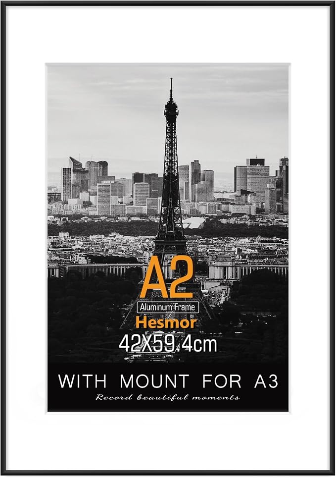 Hesmor A2 Picture Frame Aluminum Acrylic in Black - A2 Photo Frames 16. ...