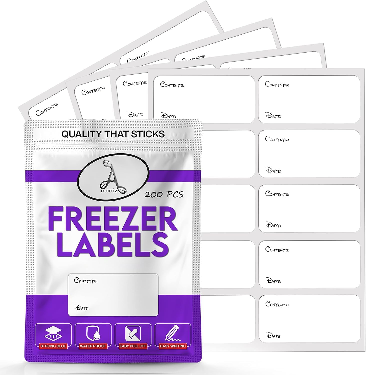 200 x Freezer Labels Easy Peel Off (Printed) - Frozen Food Freezer ...