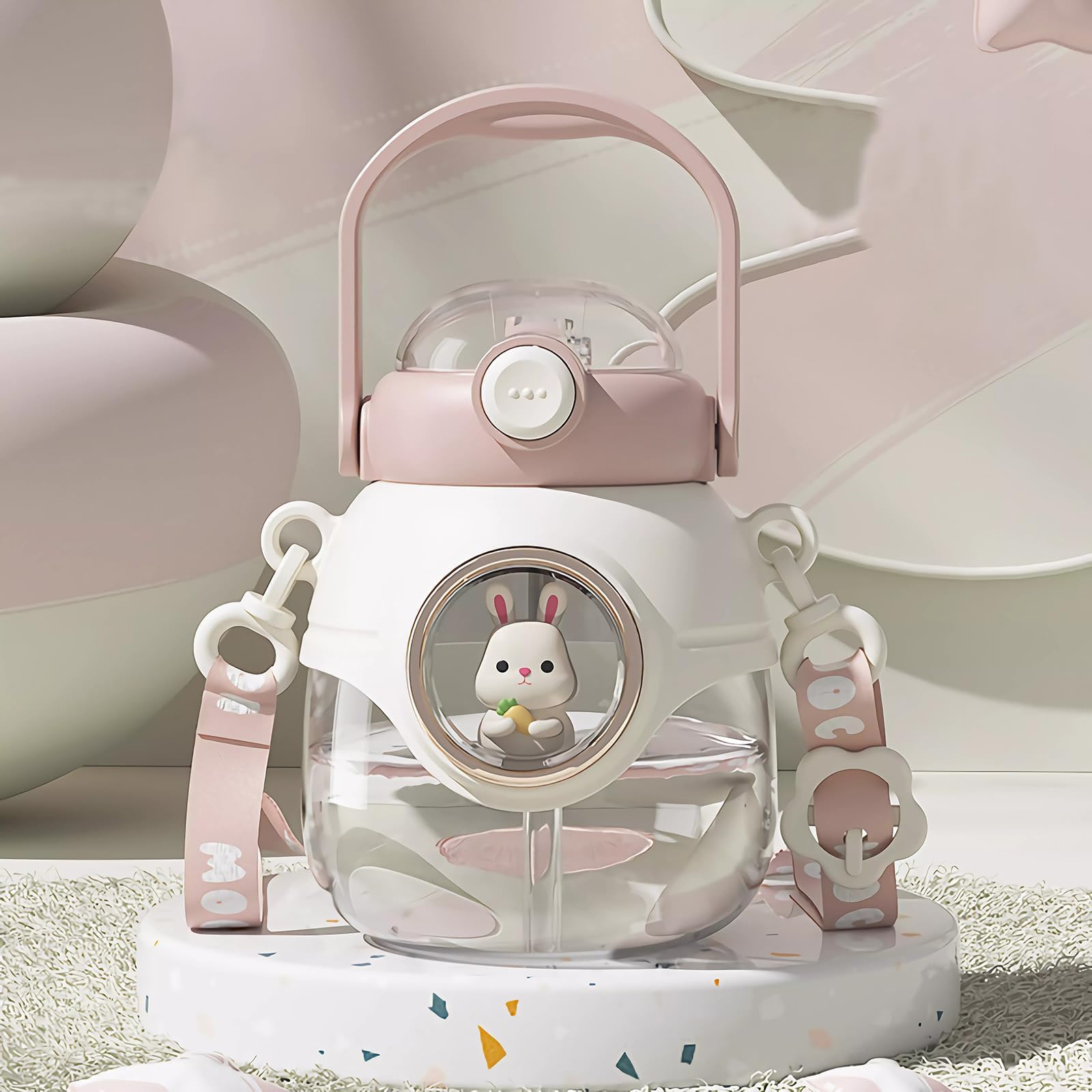 Amazon.com: Cute Water Bottle with Adjustable Strap 27oz Kawaii Water ...