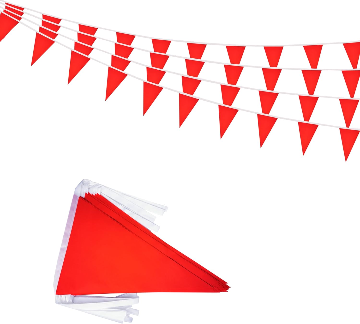 Amazon.com: Rotenl 50 Feet 30 Pcs Solid Red Pennant Banner Flags String ...