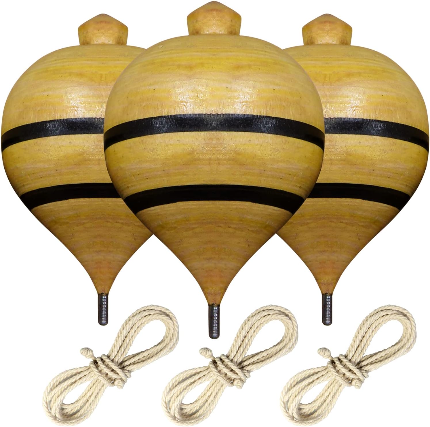 Amazon.com: Classic Wooden Trompos - Set of 3 Spinning Tops - Hand ...