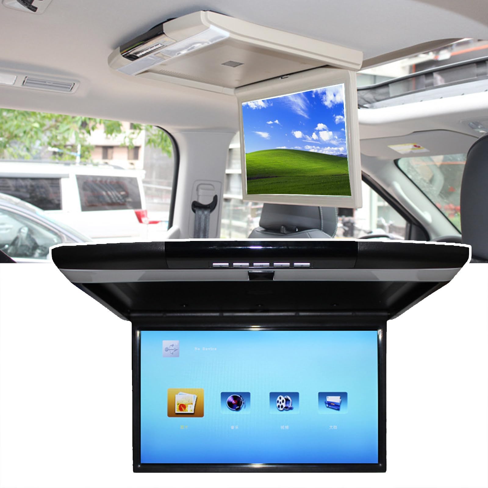 1080P Car Overhead Flip Down Monitor Full Viewing Ceiling HD Digital TV ...
