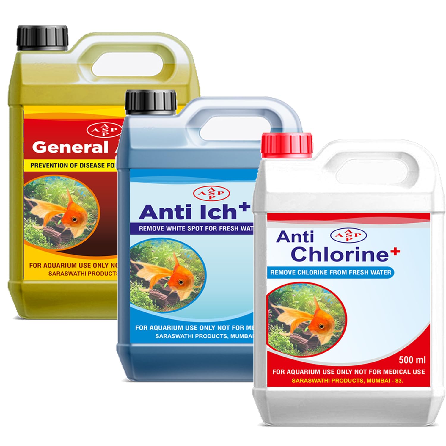 Buy ASP 3 in 1 Fish Medicine Pack 500 Ml Each (Anti Chlorine, Anti Ich ...