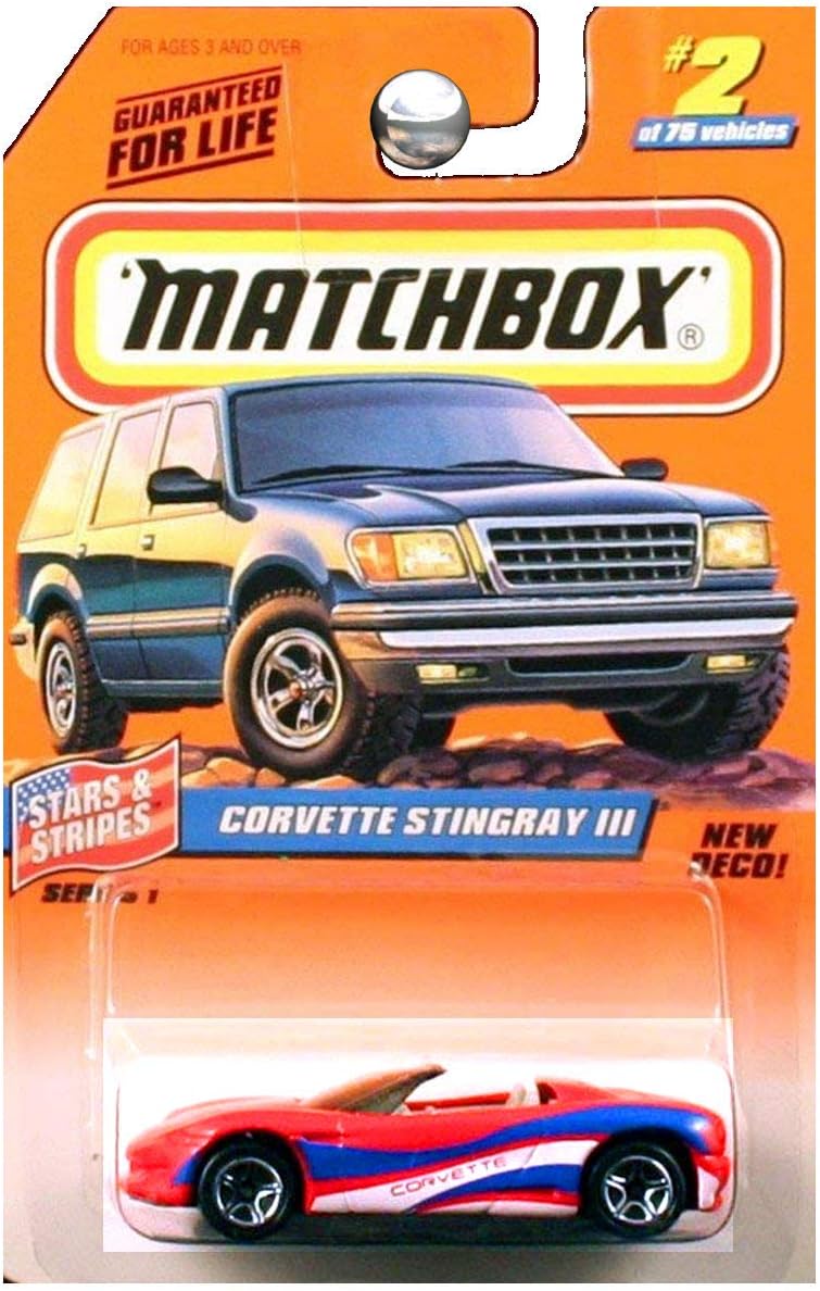 Amazon.com: Matchbox Corvette Stingray III RED/White/Blue Stars ...