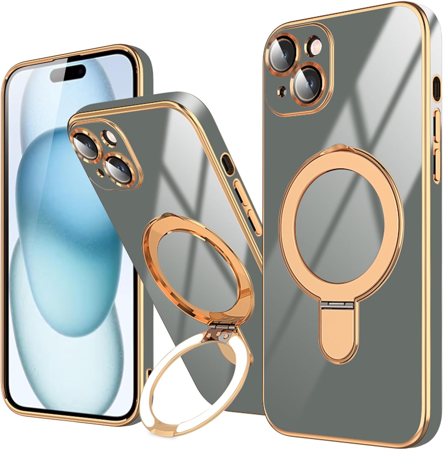 Amazon.com: Dinick Gray for iPhone 15 Plus Case with Magnetic Ring ...