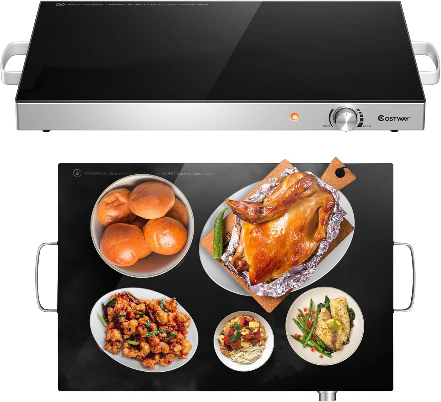 COSTWAY Large Food Warming Tray, Adjustable Temperature Electric Buffet ...