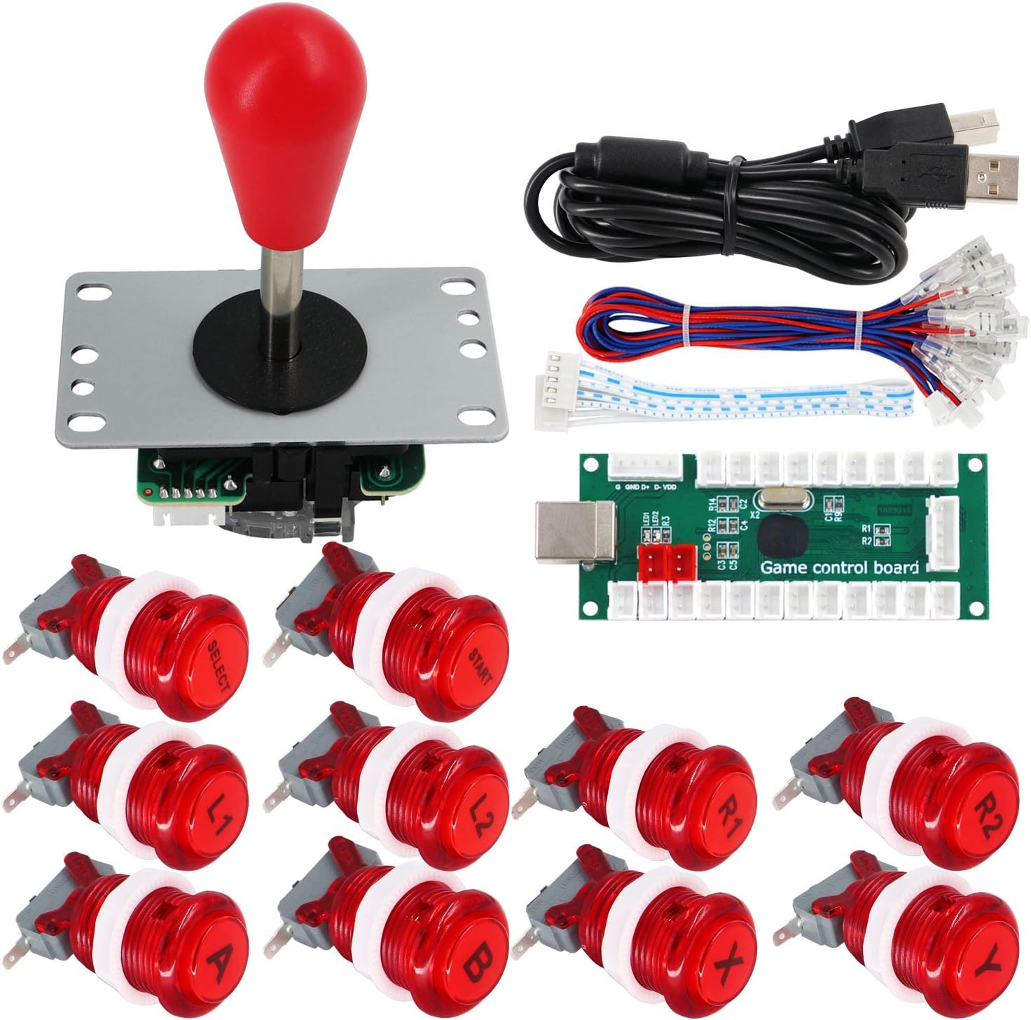 Amazon.com: SJ@JX Arcade Game Controller DIY Kit Buttons with Logo Coin ...