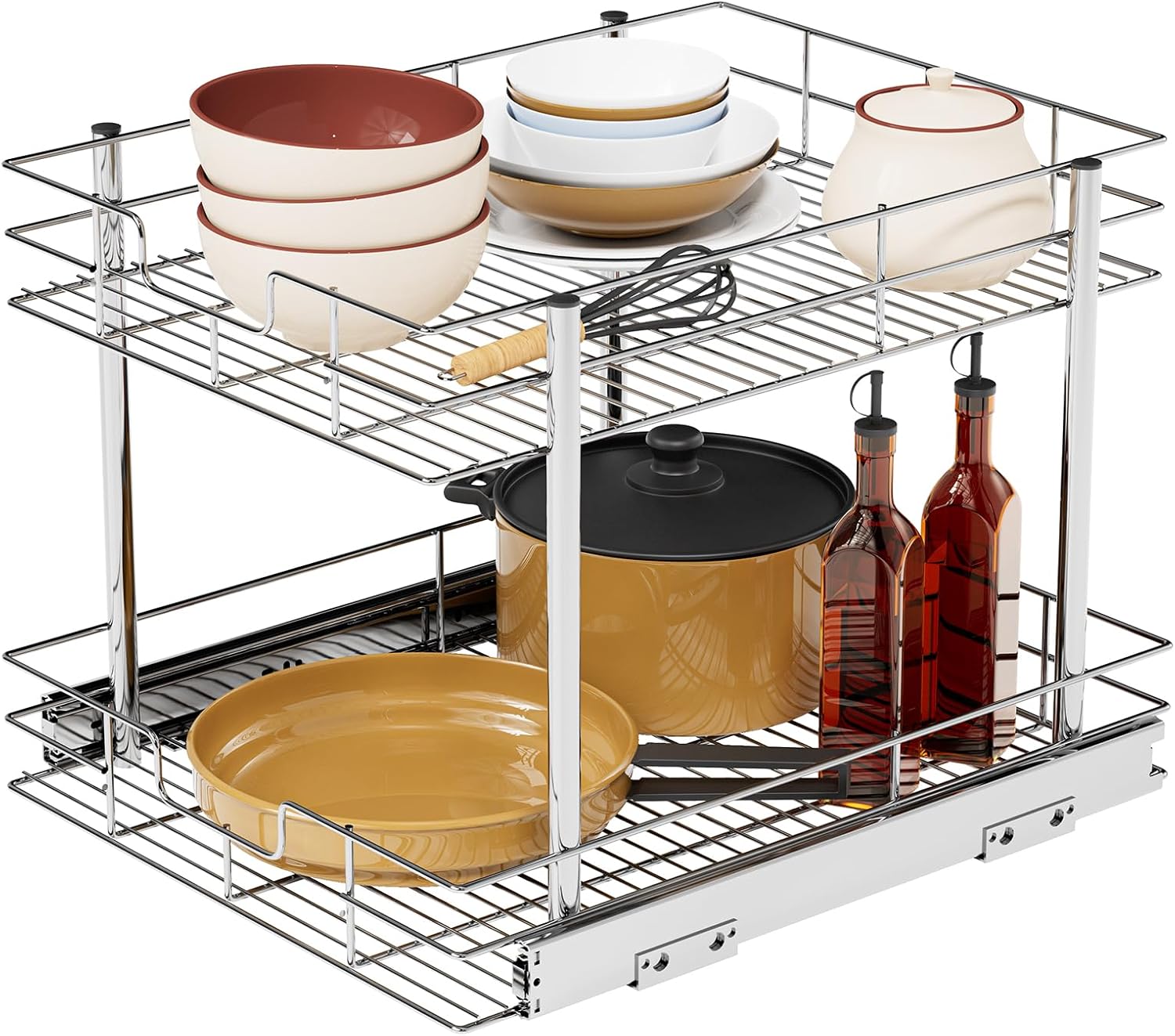 Amazon.com: MaxGear Pull Out Cabinet Organizer 18" W x 21" D, 2 Tier ...