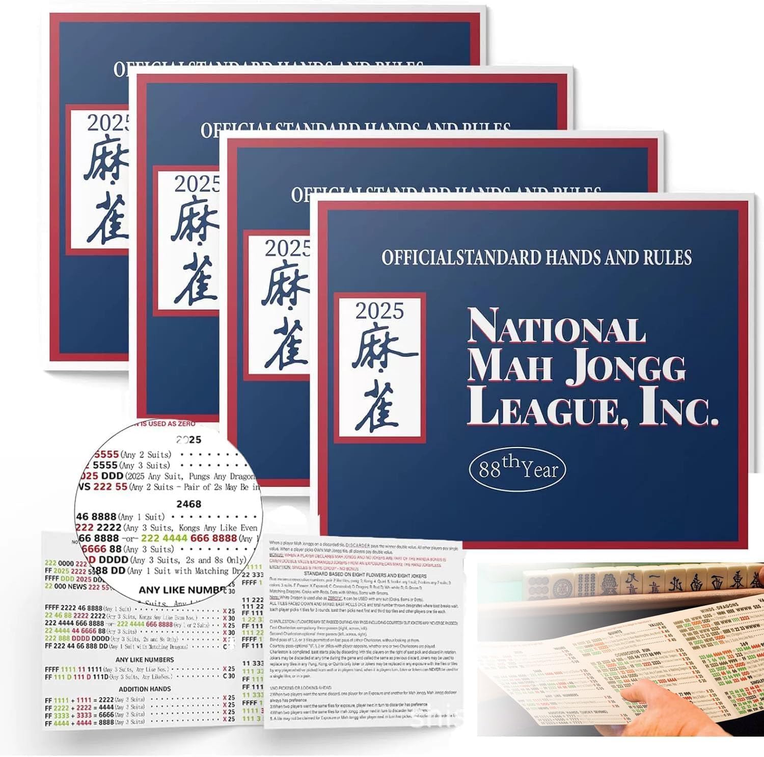Amazon.com: National Mah Jongg 2025 Large Size Card，MahJongg Cards，Official Hands and Rules 4 ...