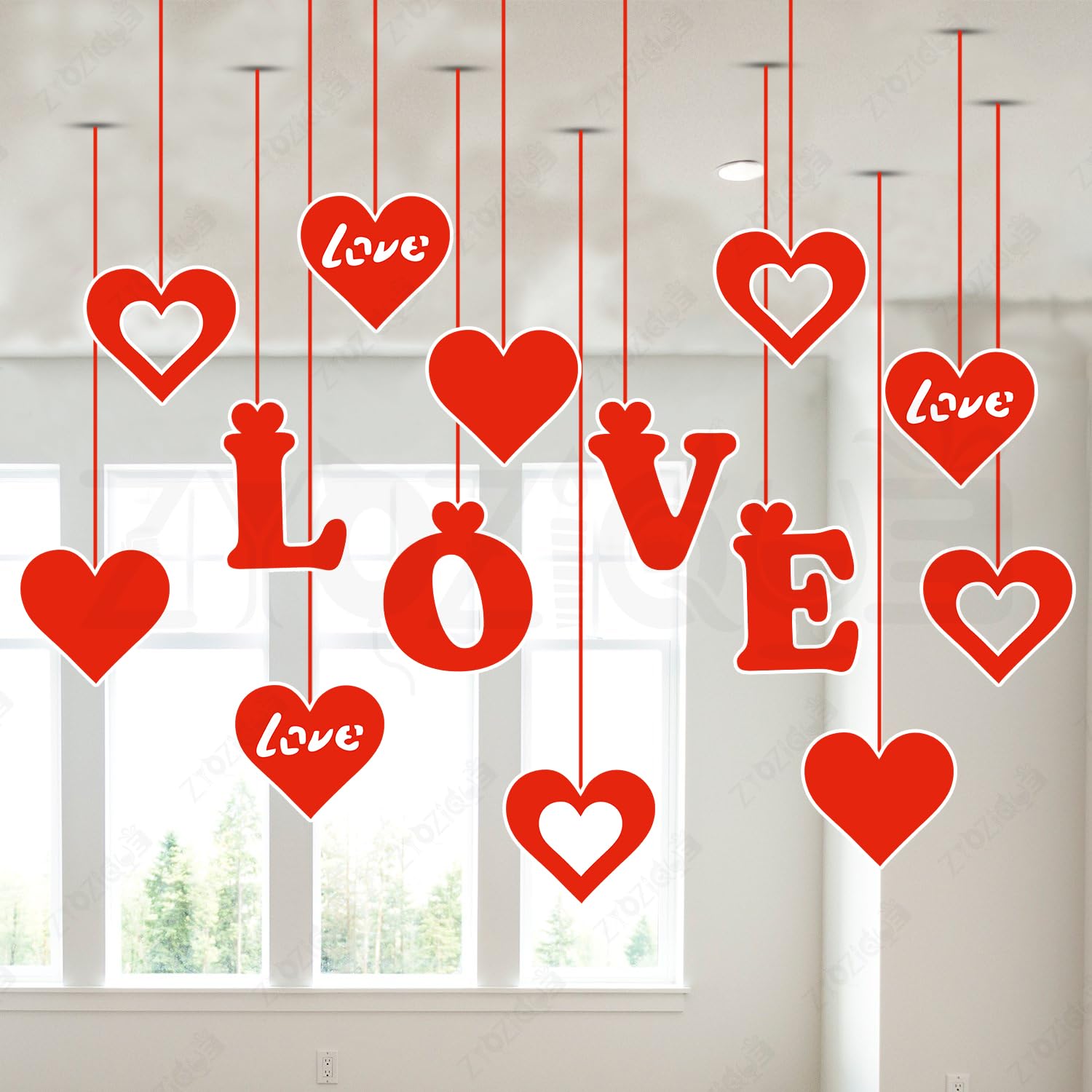 Zyozique® Valentine's Day Heart Shape Swirl Hanging | Heart Ceiling ...