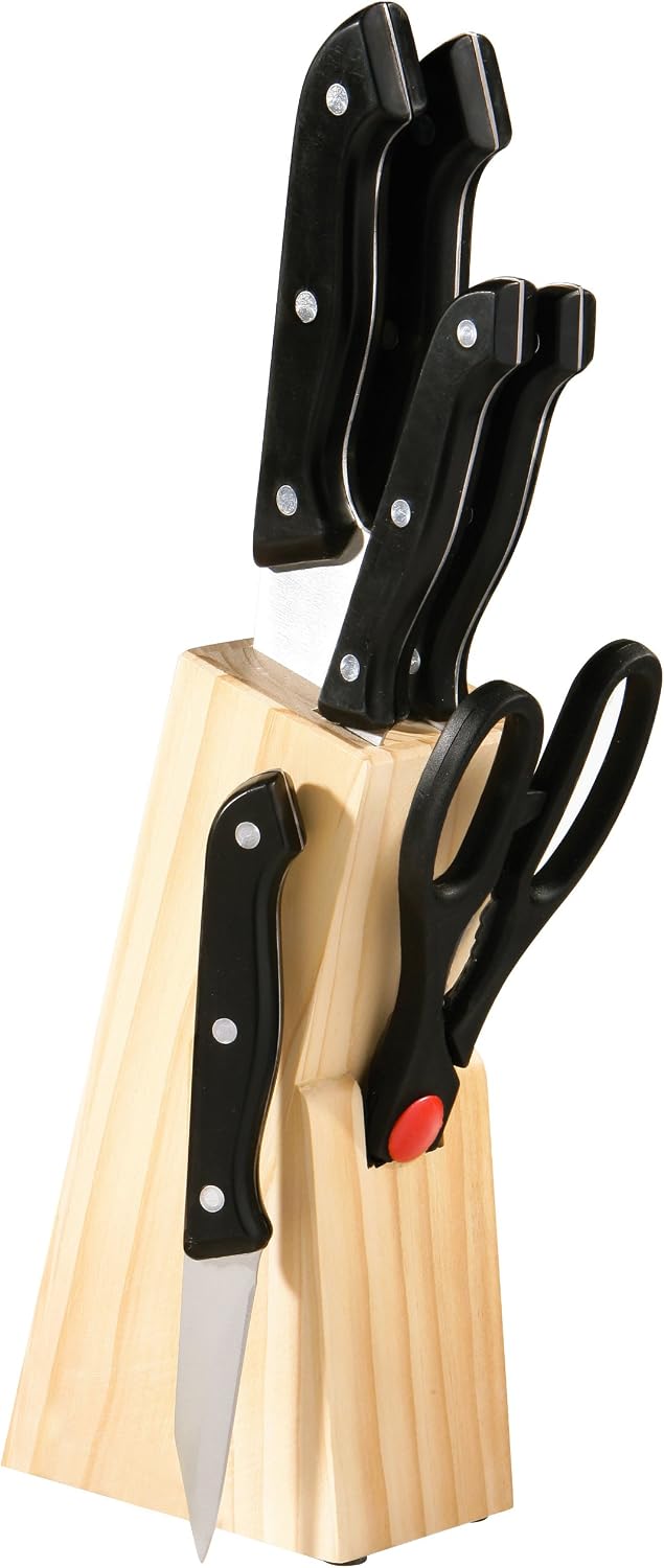 Amazon.com: Premier Housewares 6Pc Knife And Scissor Set In Natural ...
