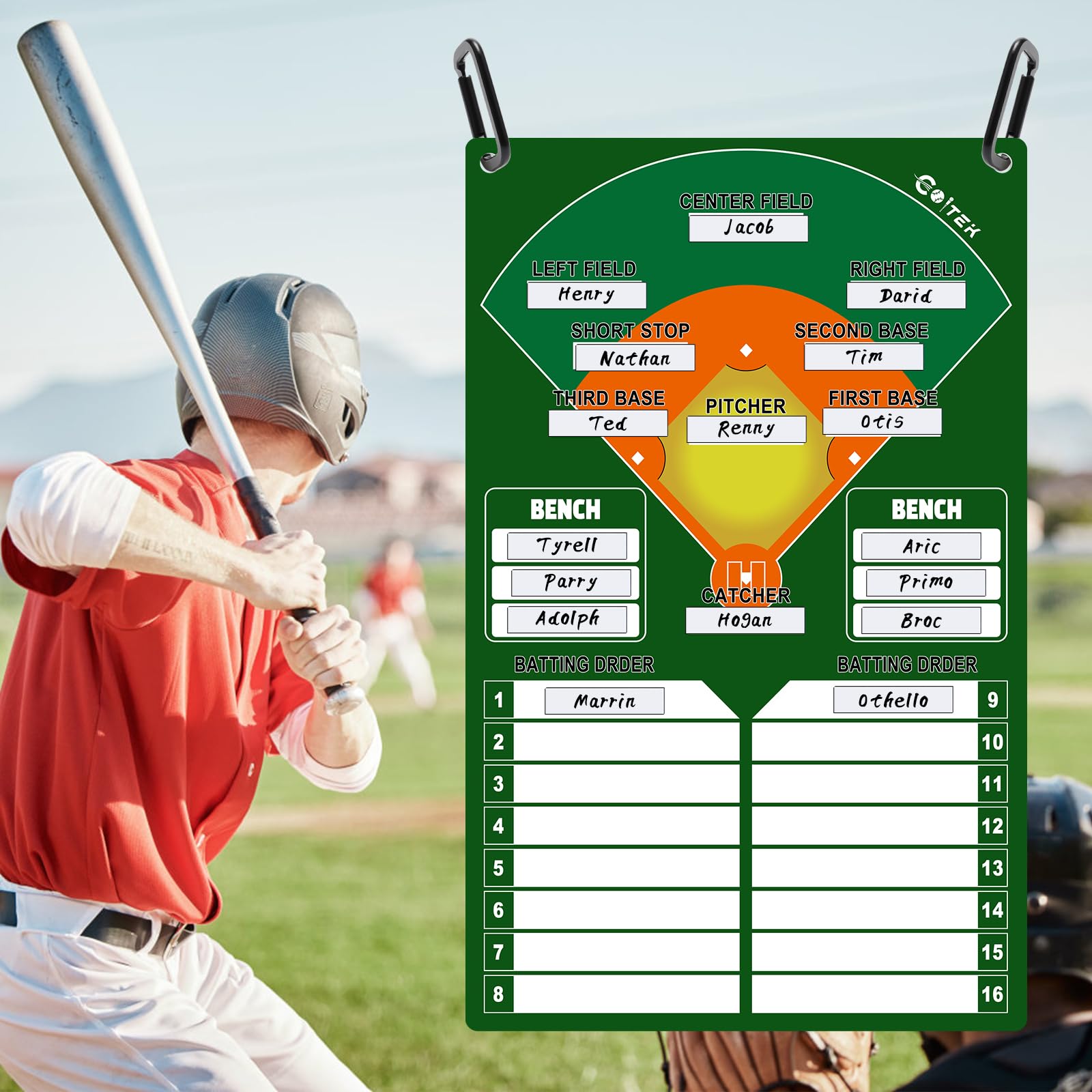 Snapklik.com : COITEK Baseball Coach Clipboard, Magnet Baseball Lineup Board For Dugout ...