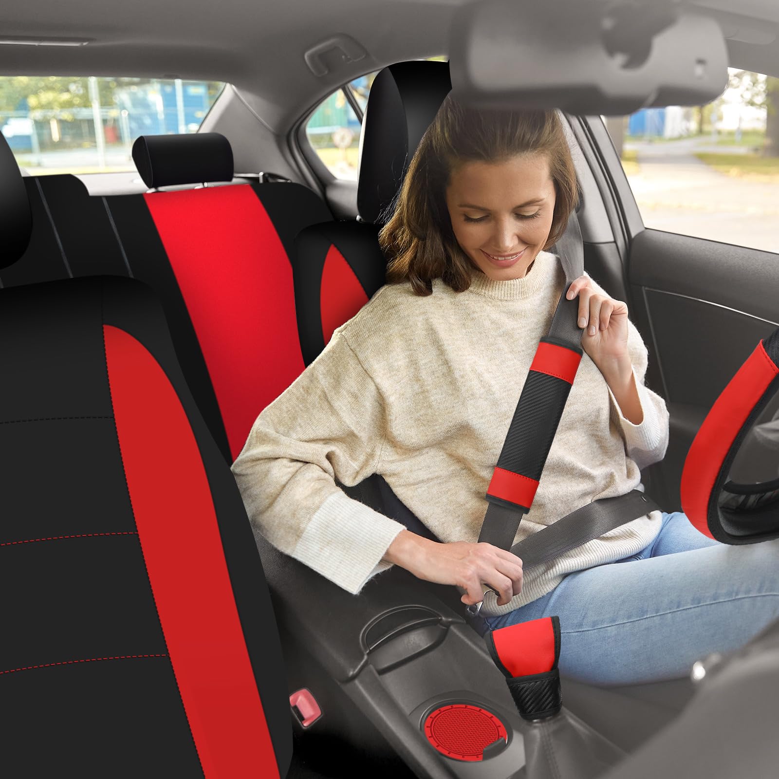 Estune 45 Pcs Car Accessories Set Seat Cover Foot Pad Cup Holder ...