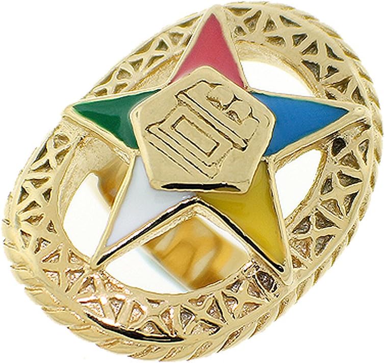 Amazon.com: Order of the Eastern Star Ring - Gold Color Webbed Steel ...
