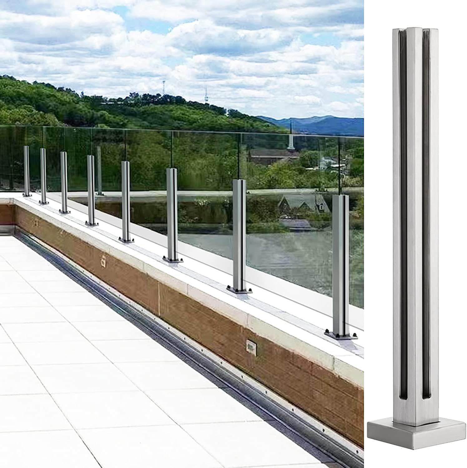 Amazon.com: Deck Post Bracket Clamp Balcony Stair Railing Glass Railing ...
