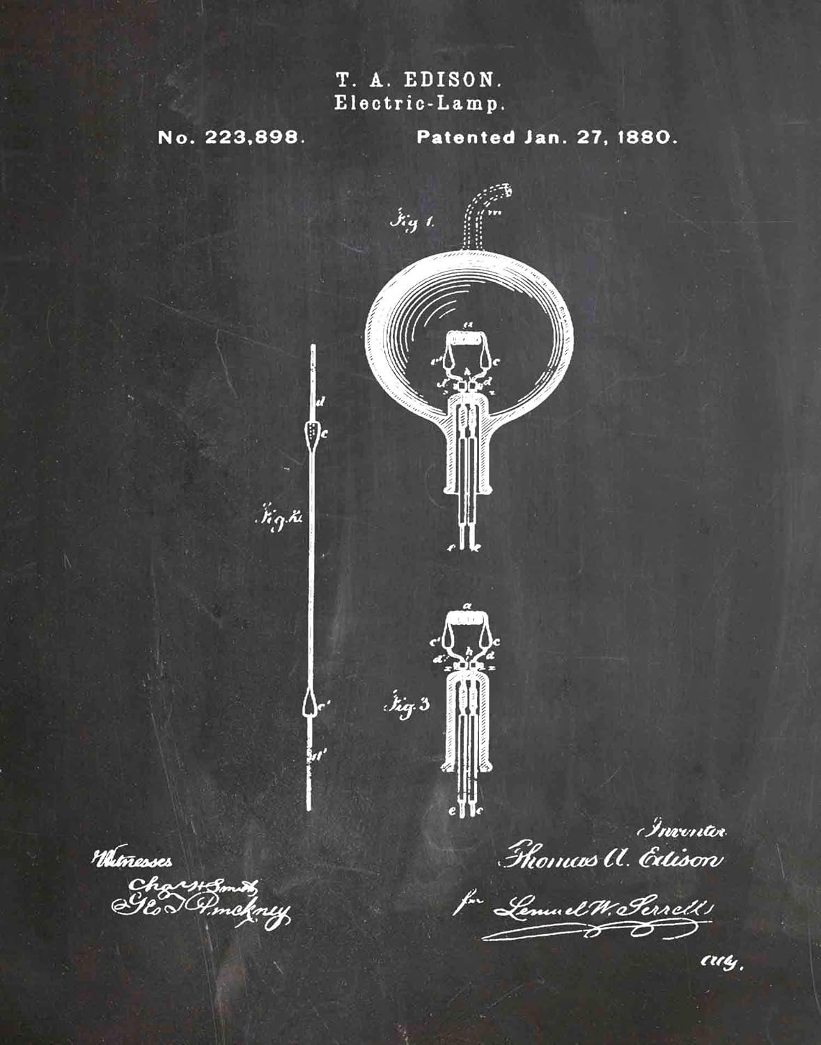 Thomas Edison Light Bulb Patent Print Light Bulb Invention Edison ...